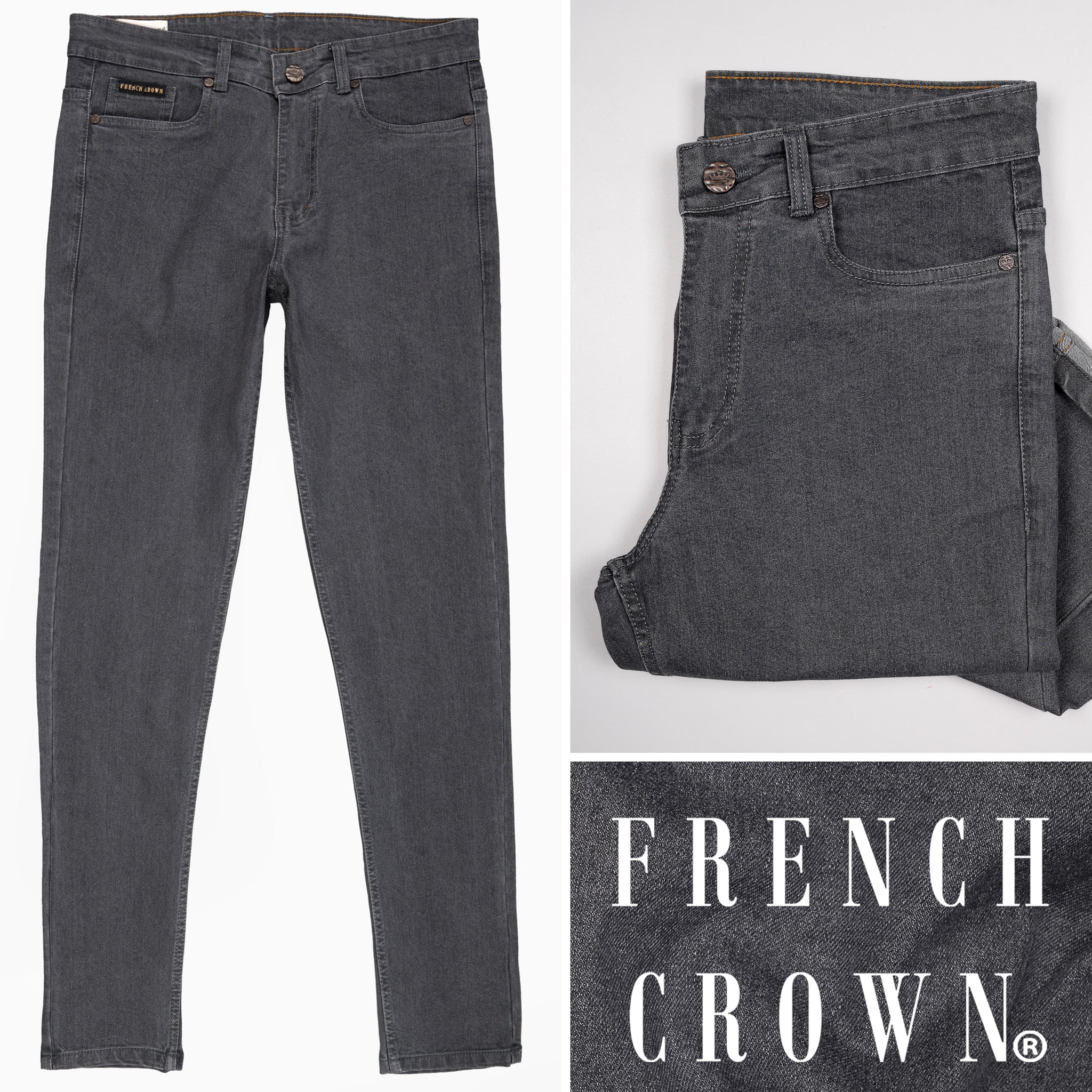 Abbey Grey Slim Fit Mid-Rise Clean Look Stretchable Denim Jeans