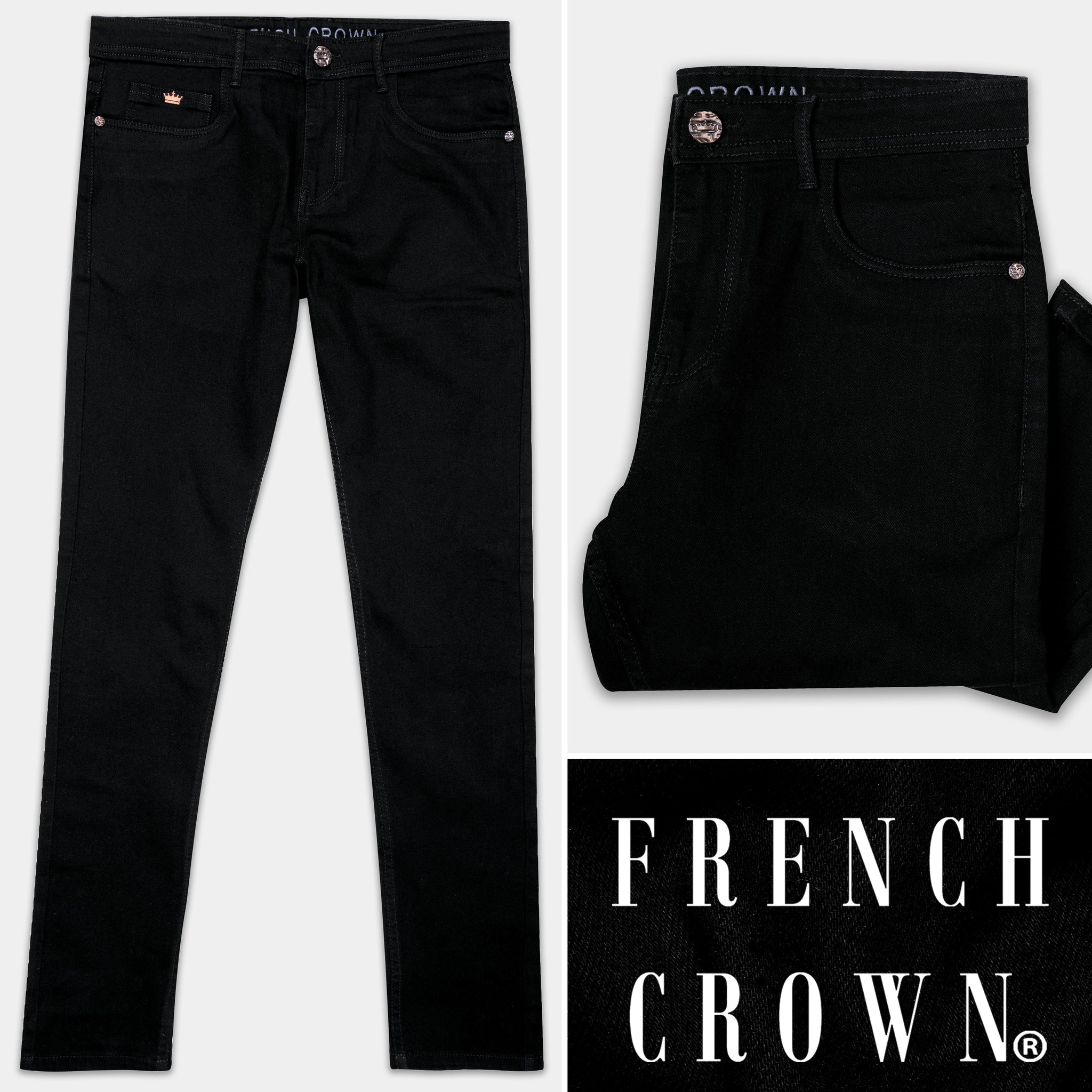 Jade Black Slim Fit Mid-Rise Clean Look Denim Jeans