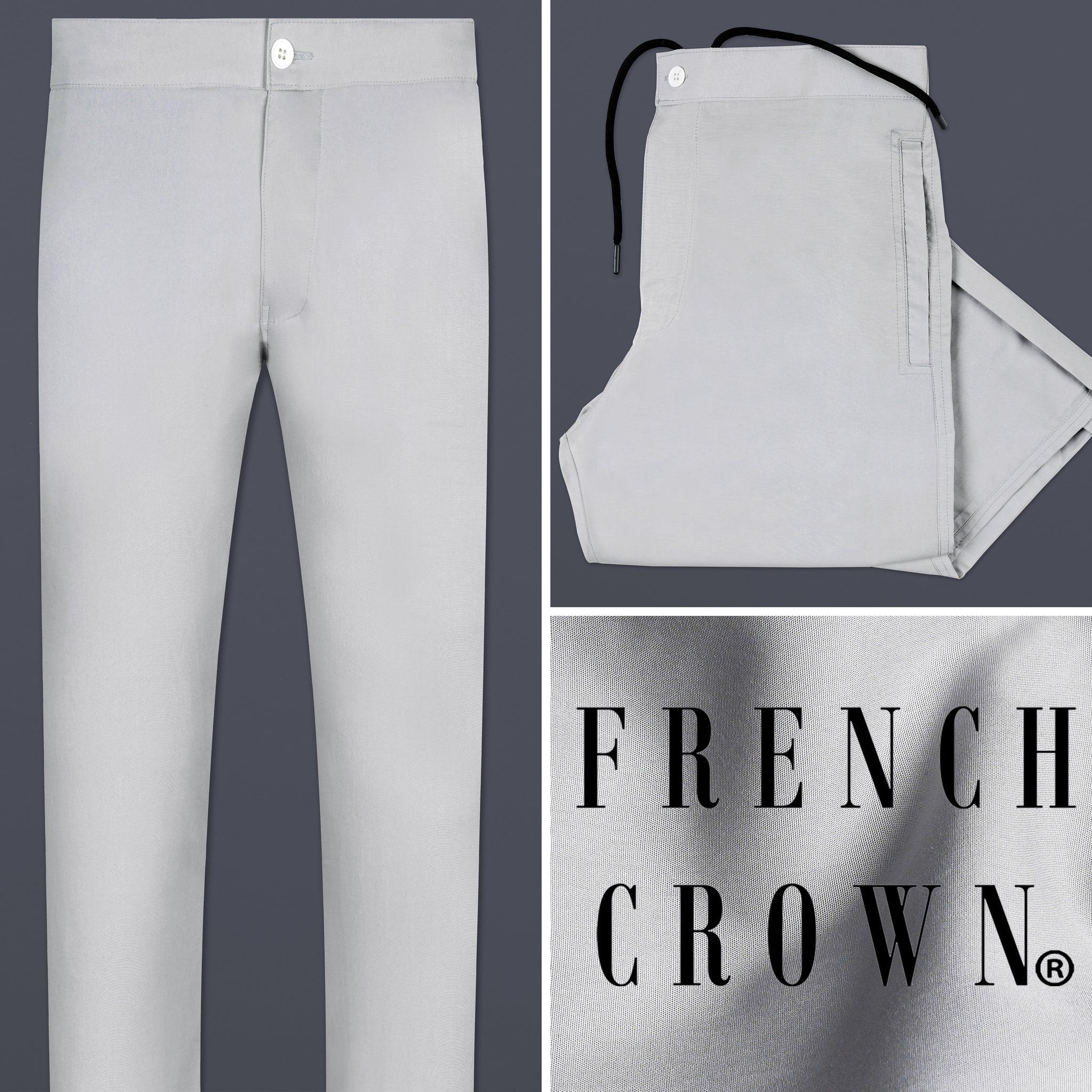 Silver Sand Gray Plain-Solid Premium Cotton Lounge Pants For Men