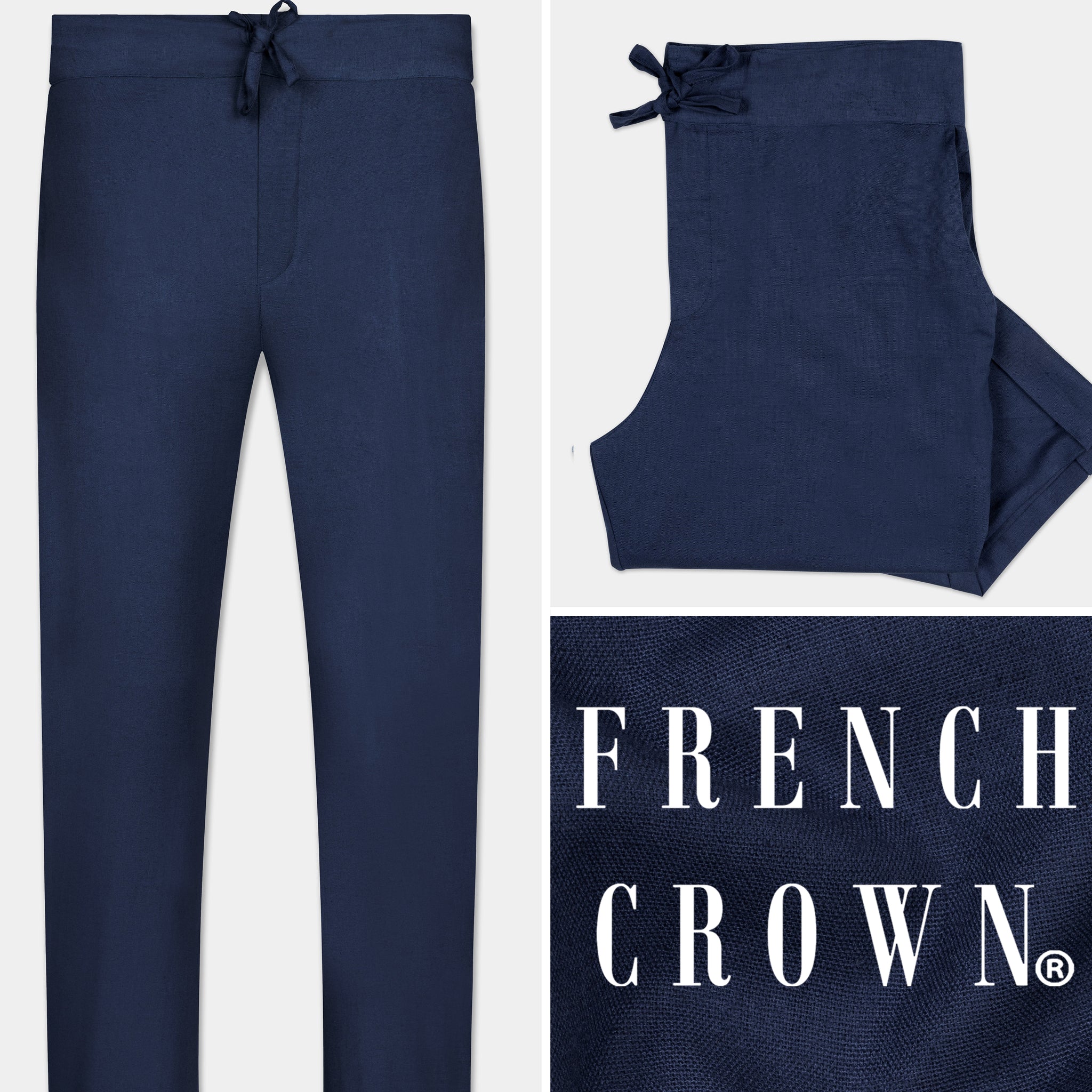 Tealish Blue Textured Premium Linen Lounge Pants For Men