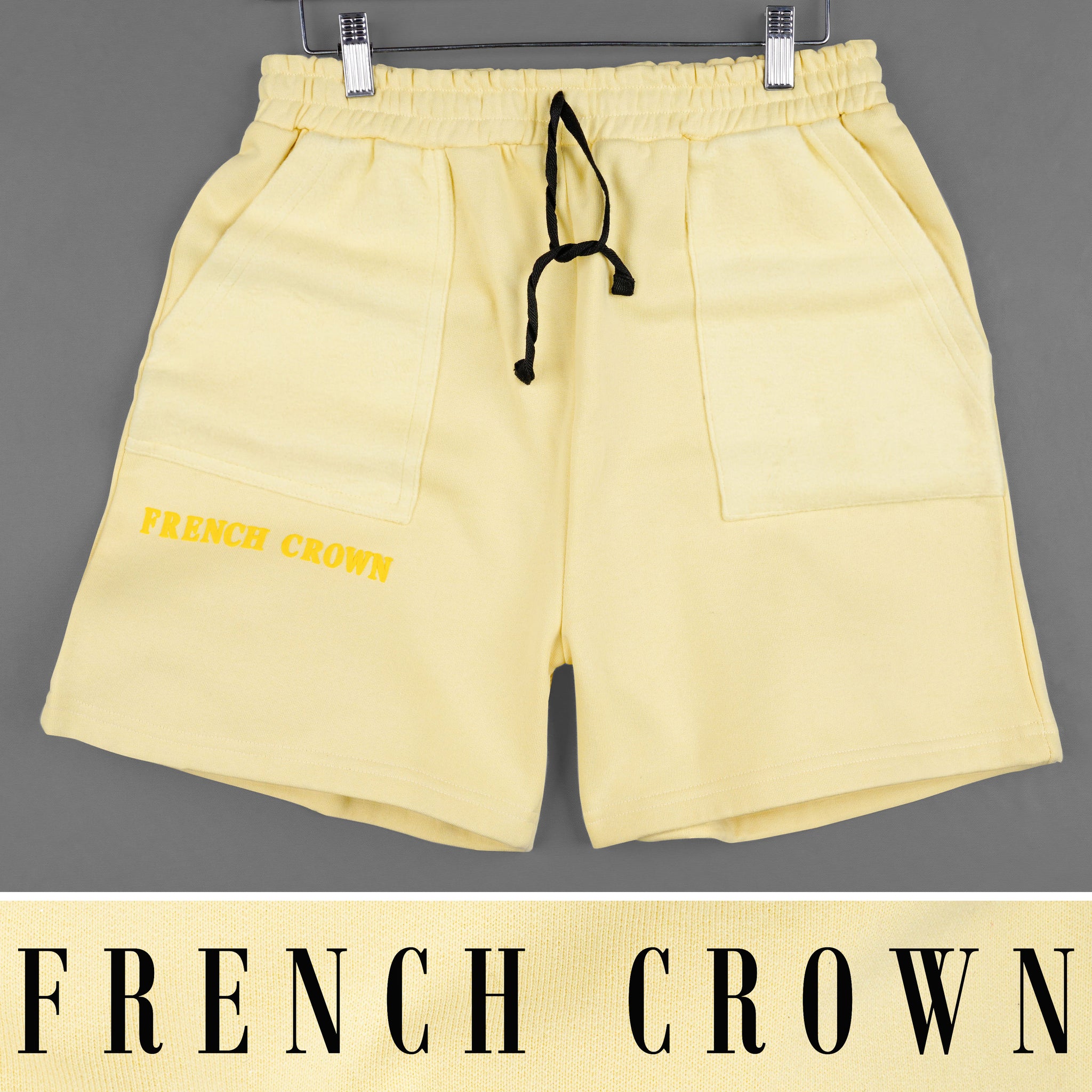 Marzipan Yellow Plain-Solid Premium Cotton Shorts For Men