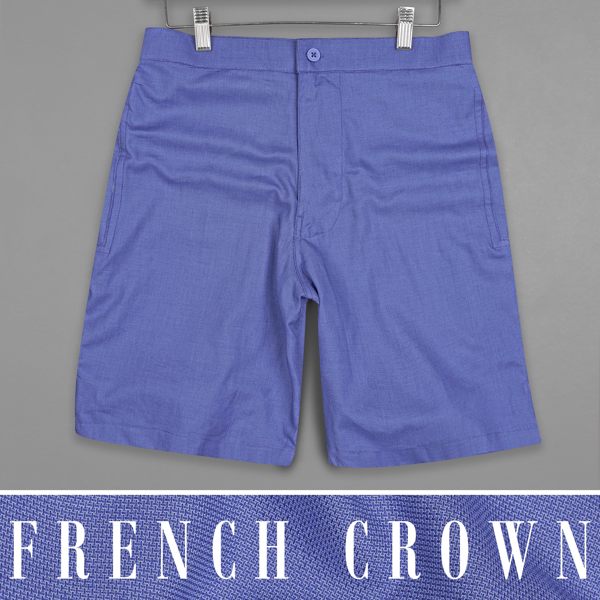 Deluge Blue Plain-Solid Premium Cotton Shorts For Men