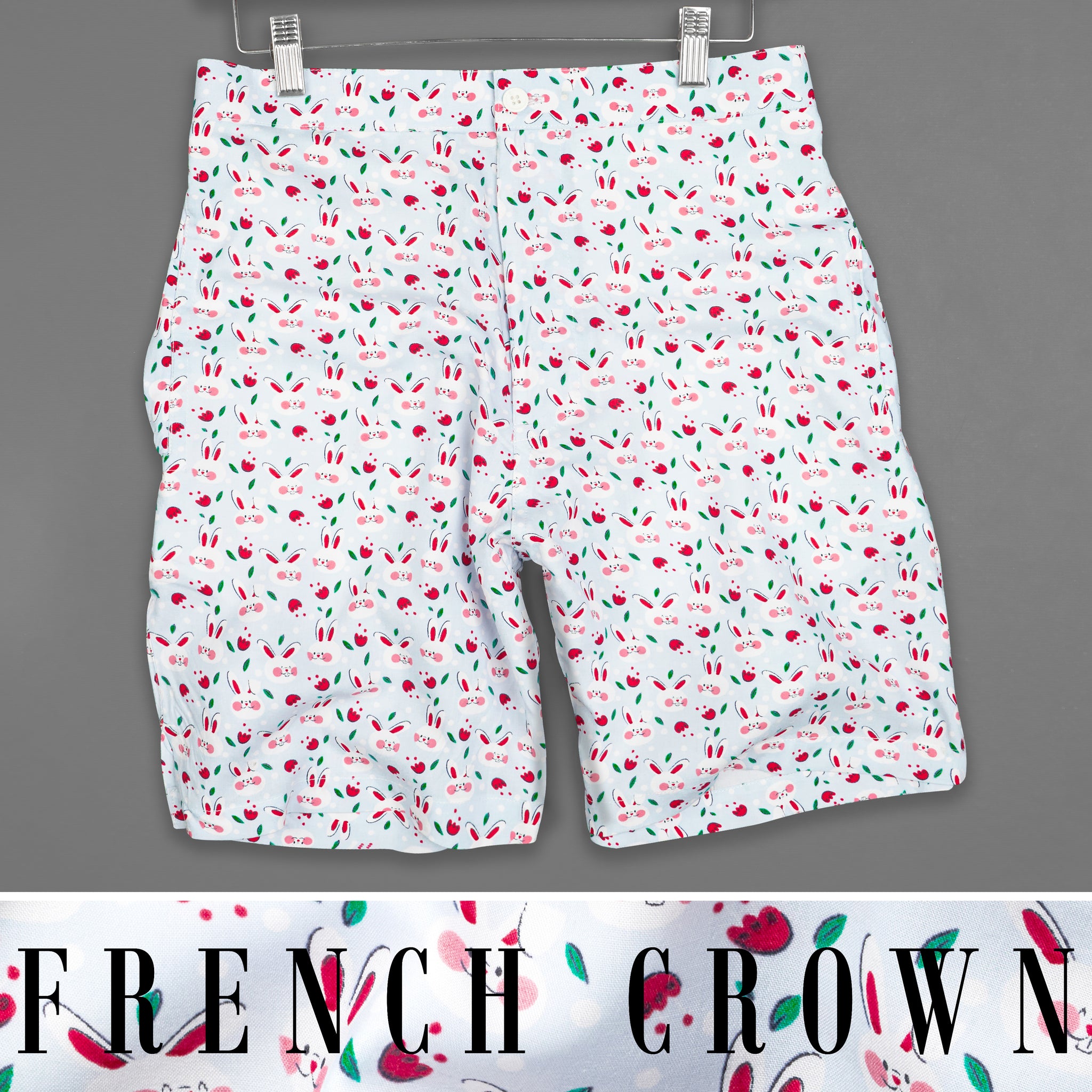 Metallic Gray with Multicolour Prints Premium Cotton Shorts For Men