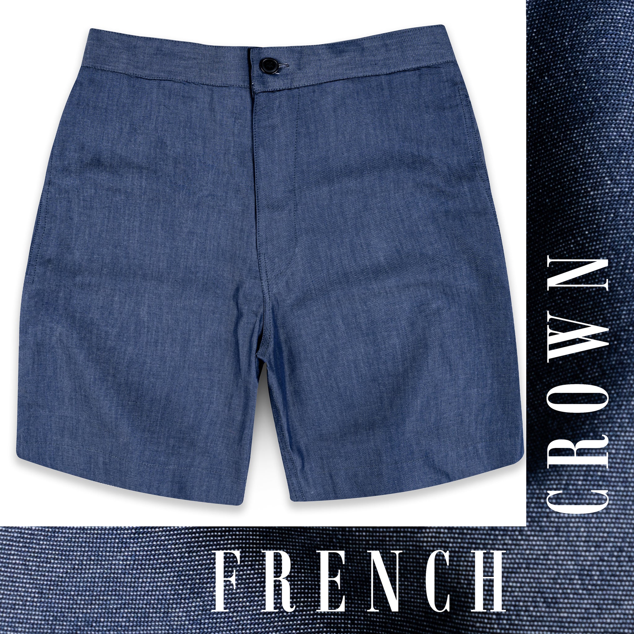 Pickled Blue Textured Premium Cotton Shorts For Men