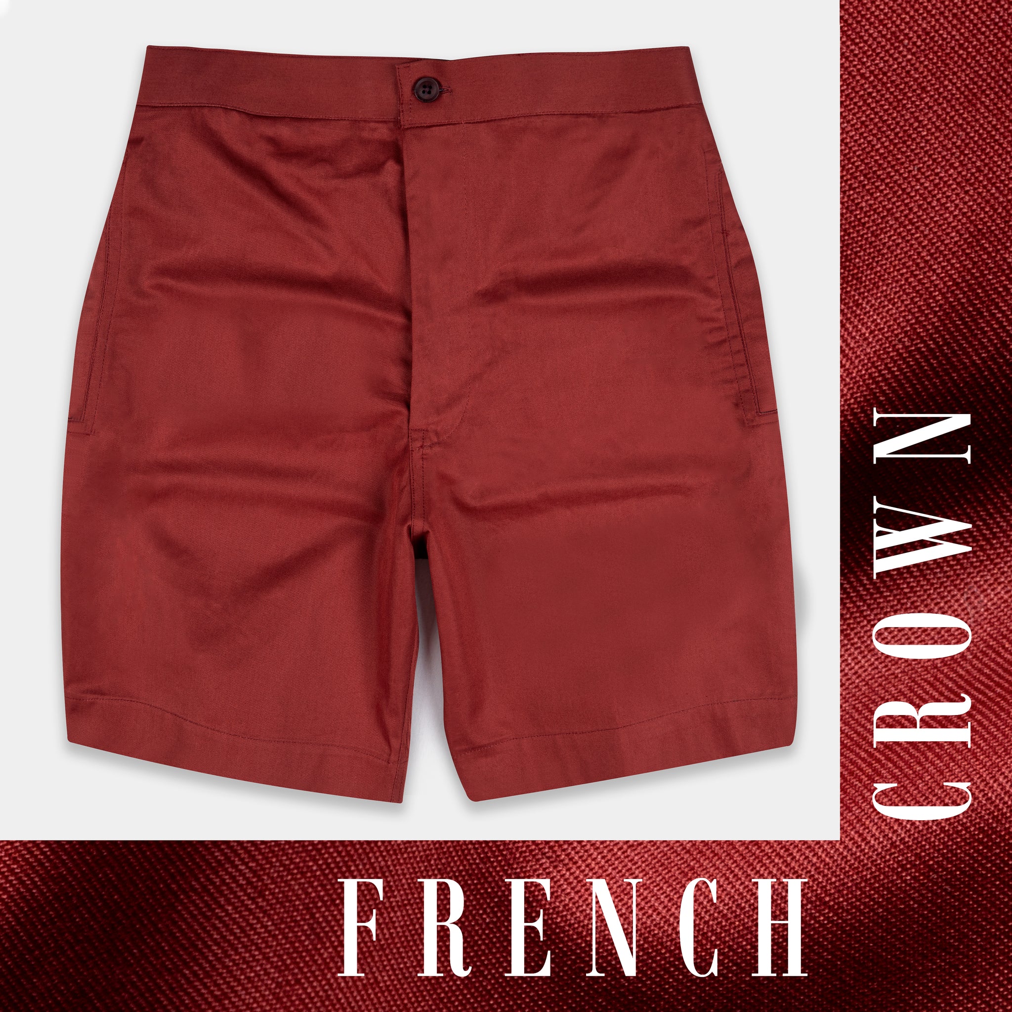 Stiletto Red Plain-Solid Premium Cotton Shorts For Men