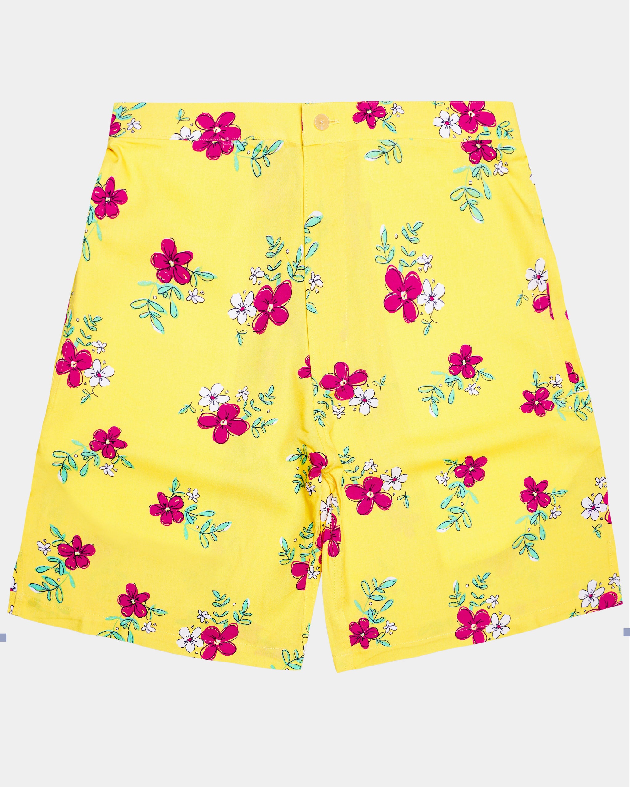 Manilla Yellow And Debian Pink Prints Premium Cotton Shorts For Men