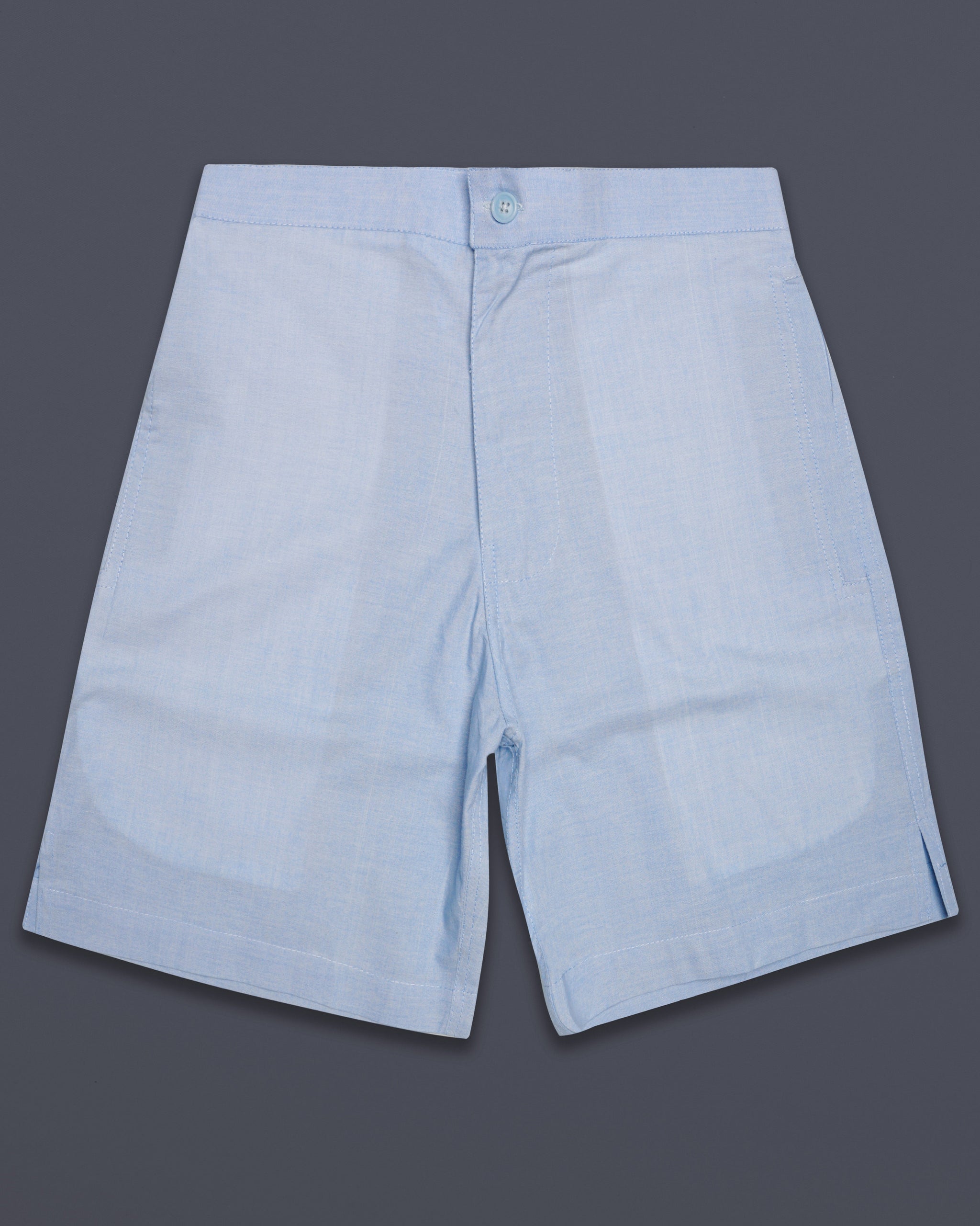 Cadet Blue Solid Premium Cotton Shorts For Men