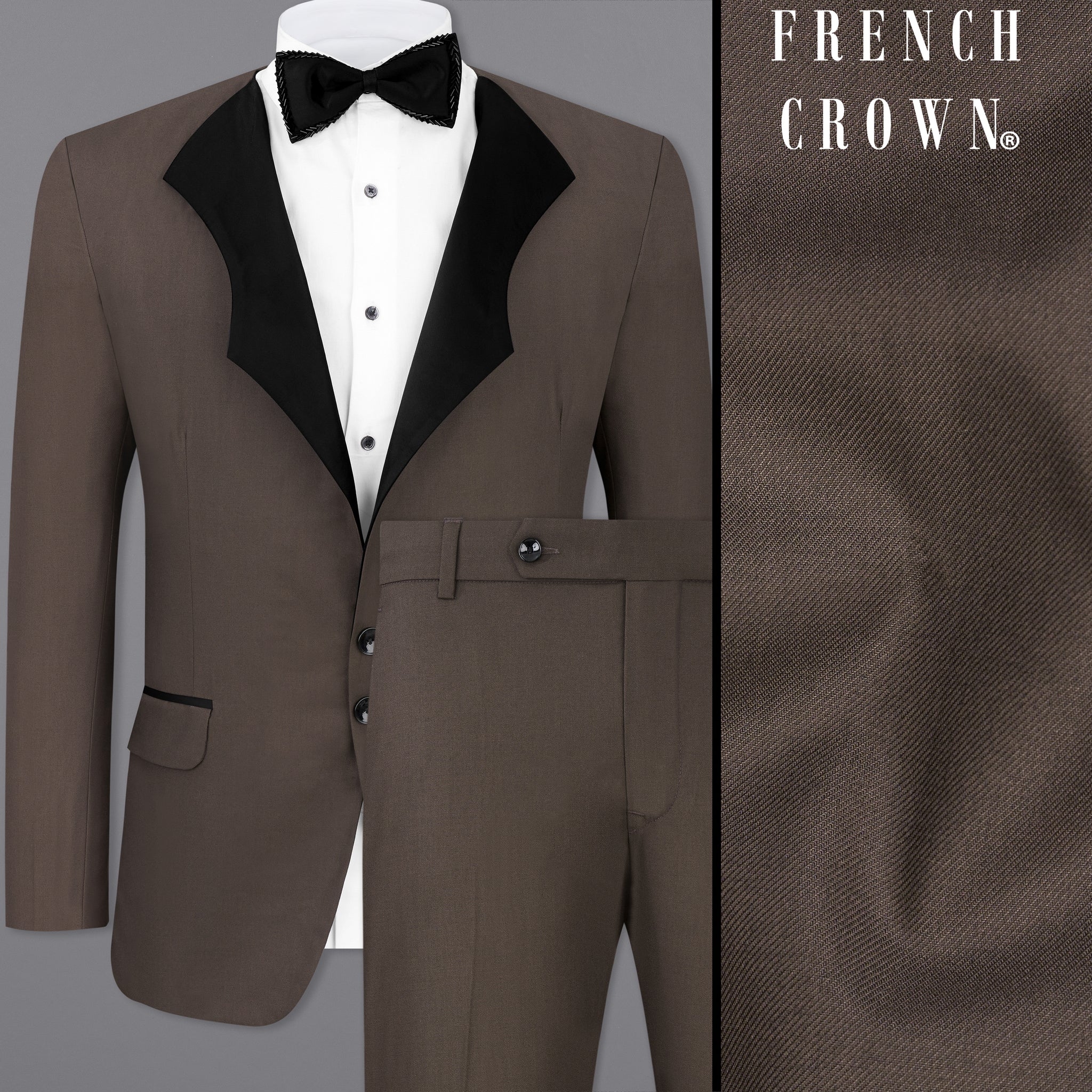 Fuscous Brown Plain-Solid Premium Terry-Rayon Single-Breasted-Suits for ...