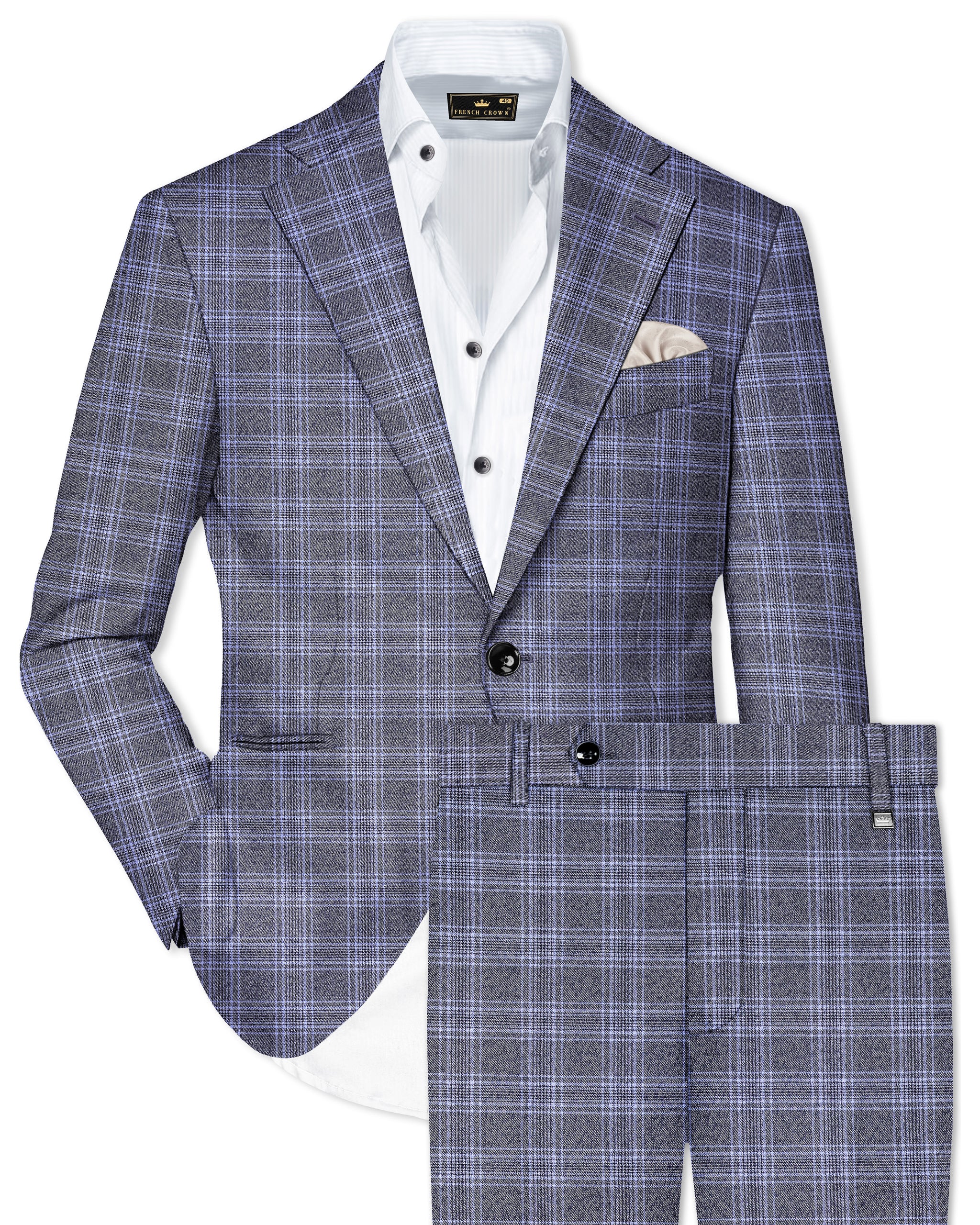 Ironside and Casper Gray Checks-Plaid Premium Wool-Blend Single ...