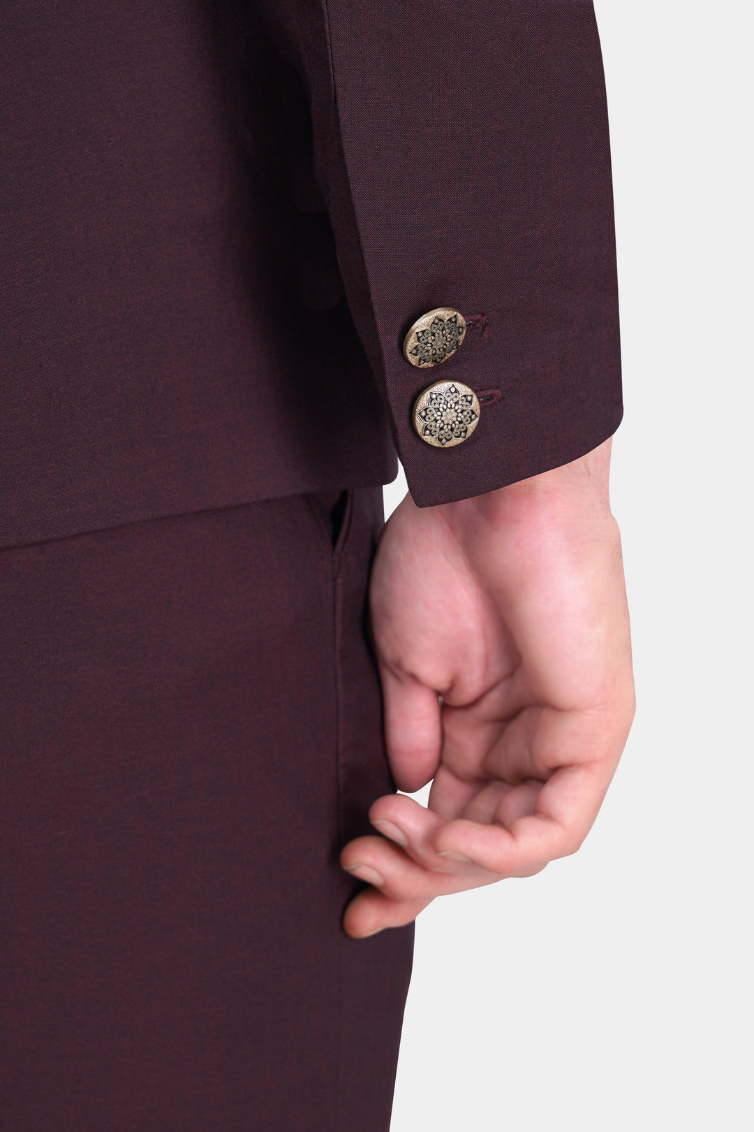 Matterhorn Maroon Textured Premium Wool-Blend Bandhgala/Jodhpuri Suits ...