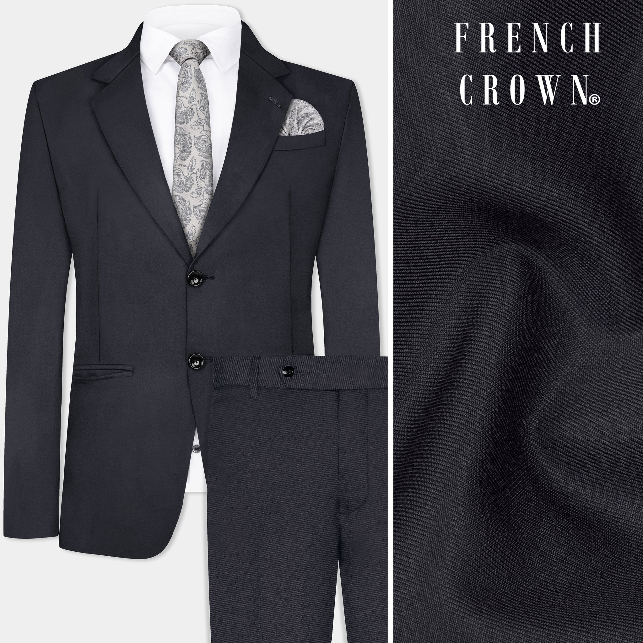 Piano Gray Plain-Solid Premium Wool Blend Bandhgala/Jodhpuri Suit for Men.