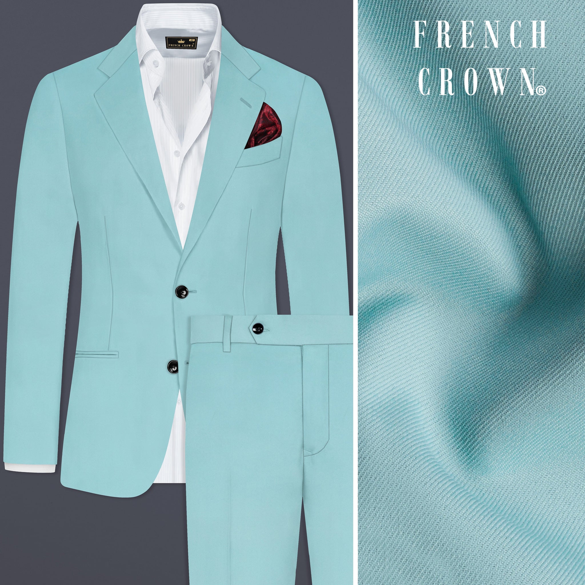 Sinbad Blue Solid Premium Wool Blend Single Breasted Suit For Men.