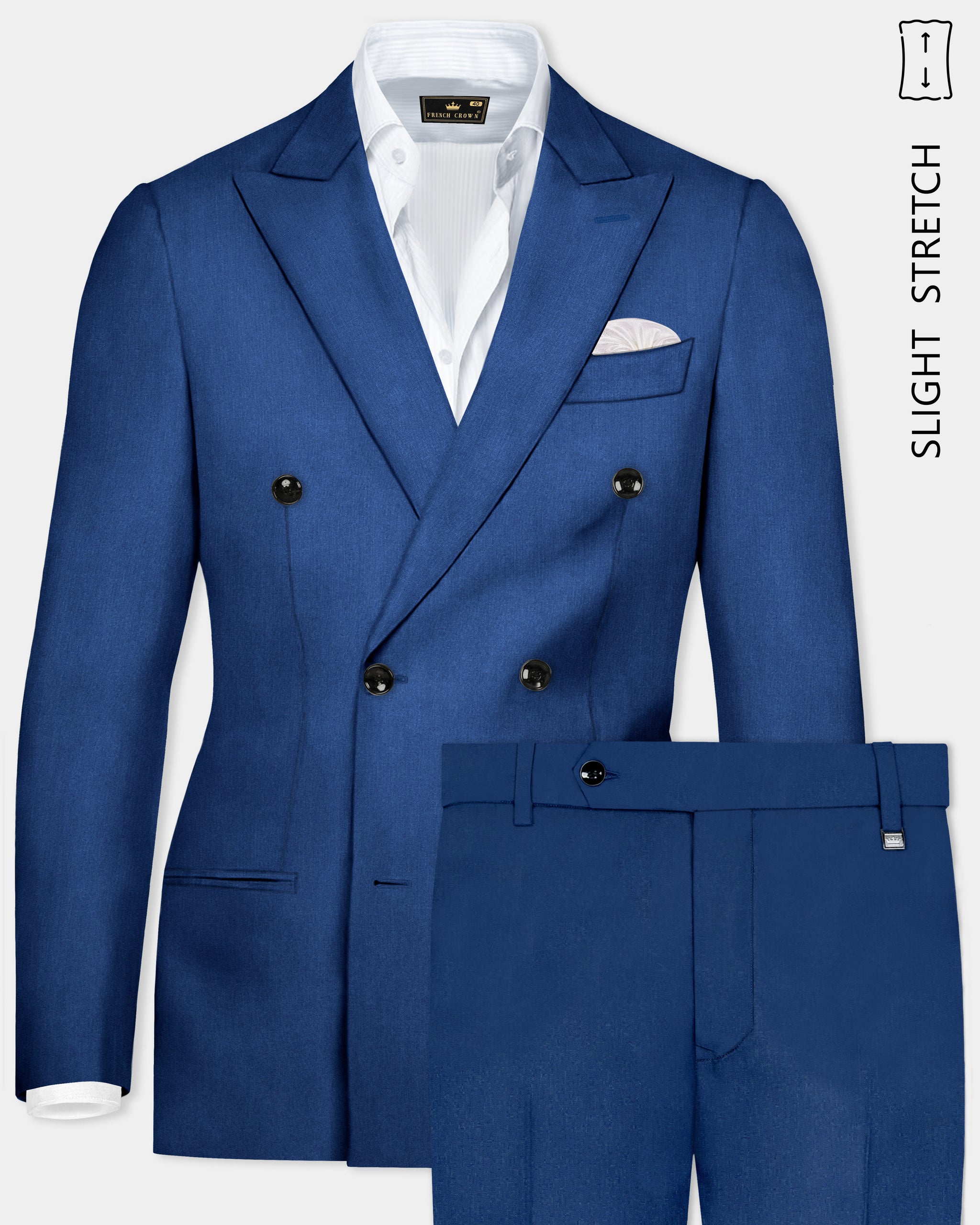 Cerulean Elite-Cobalt Blue Solid Premium Wool Rich Double Breasted Suit ...