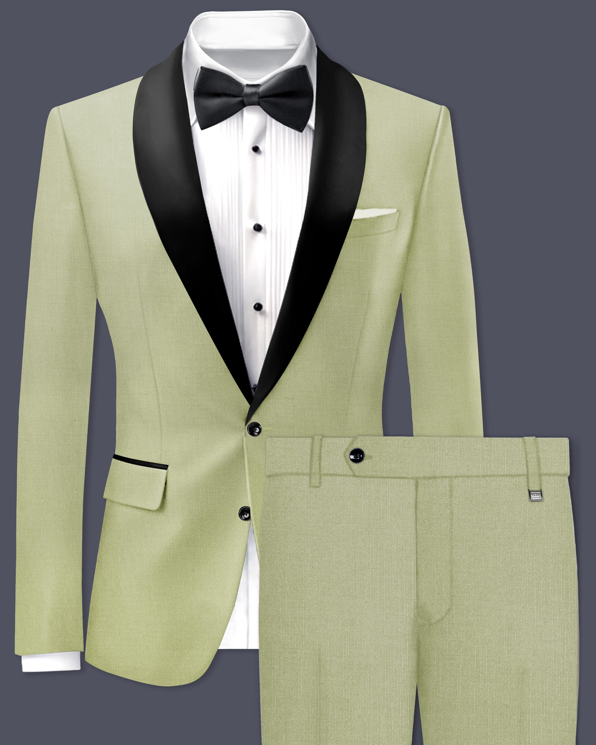 Marsh-Swamp Green Solid Premium Wool Rich Tuxedo-Suit for Men.