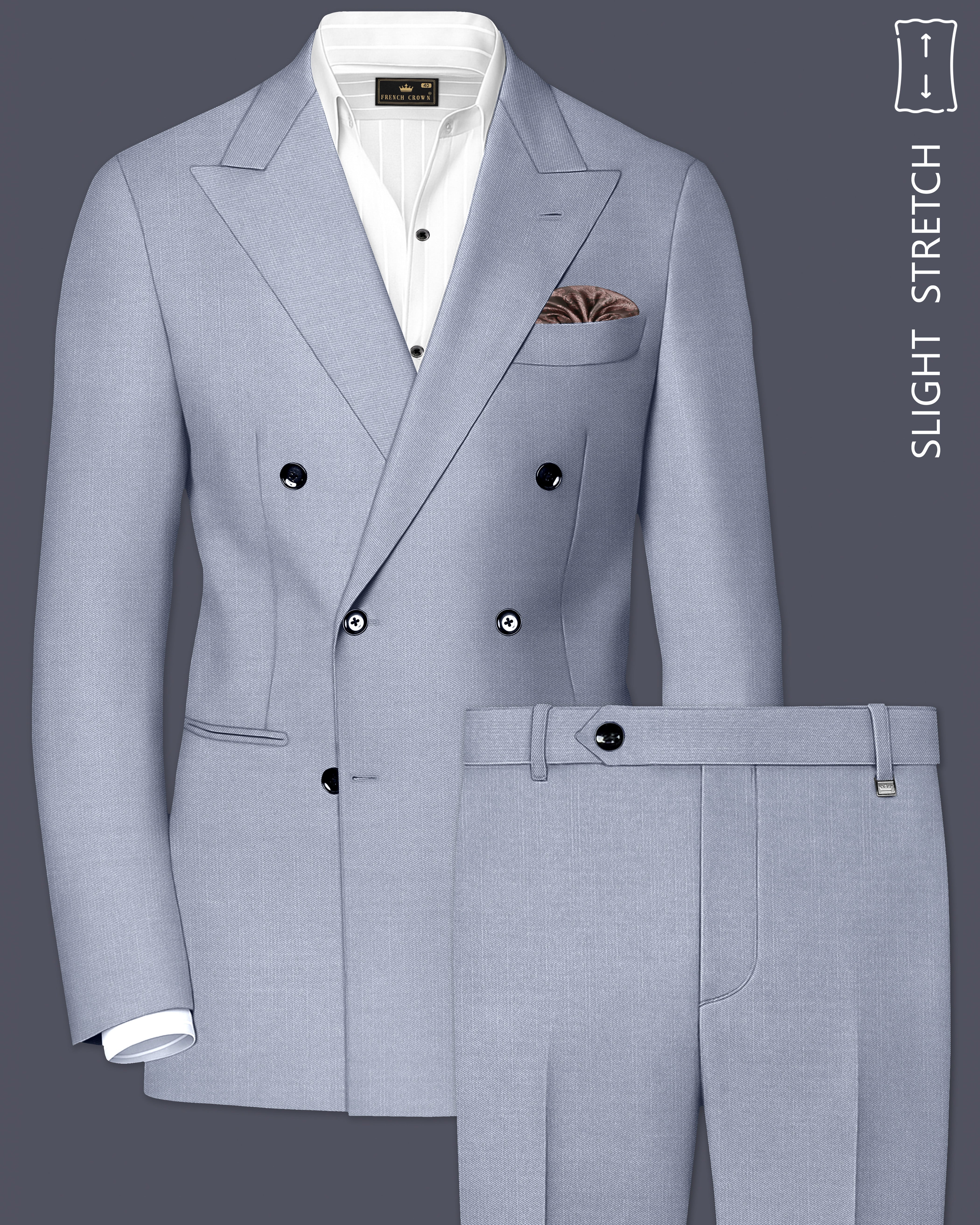 Mistivell-Mountain Mist Gray Solid Premium Wool Rich Double Breasted ...