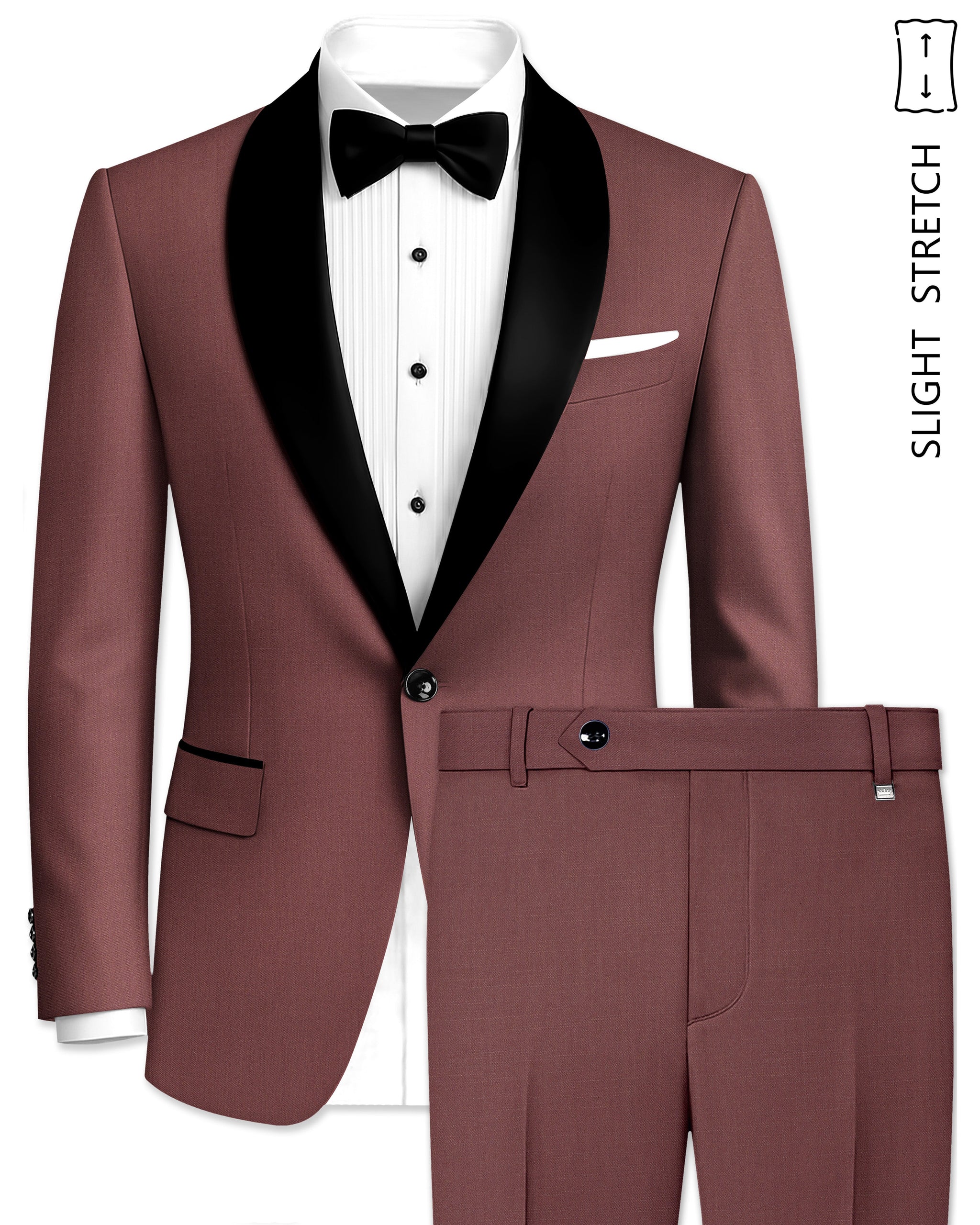 Heritage-Finch Maroon Solid Premium Wool Rich Tuxedo-Suit for Men.