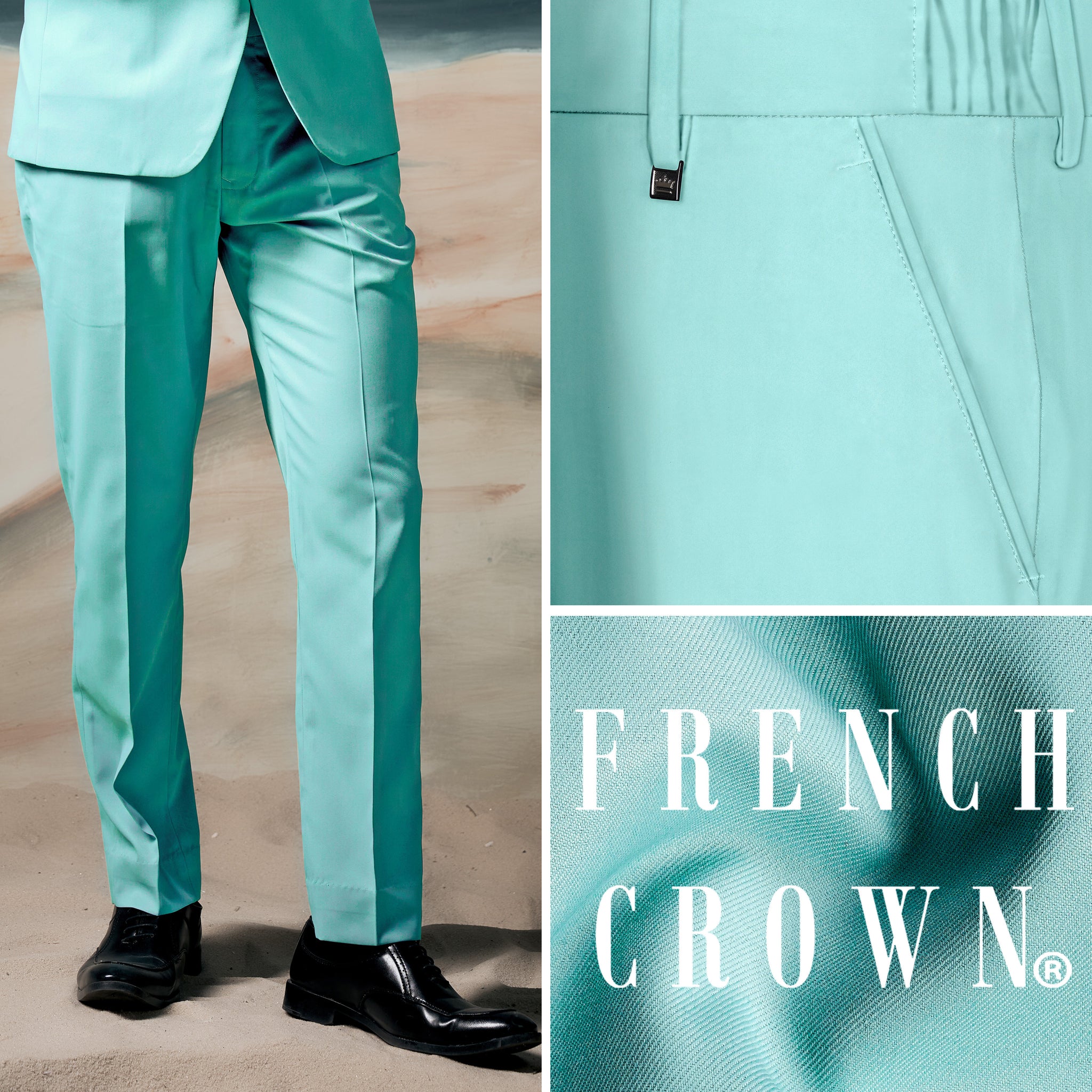 Sinbad Blue Solid Premium Wool Blend Pant For Men.