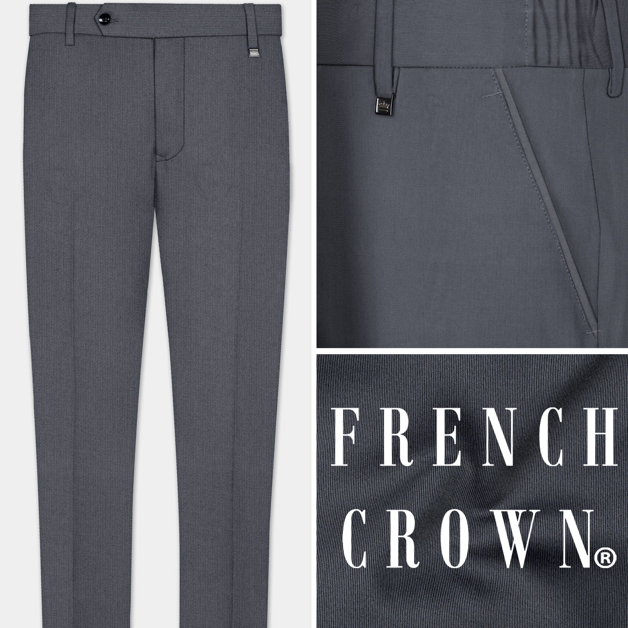 Iridium Gray Textured Premium Cotton Pant For Men.