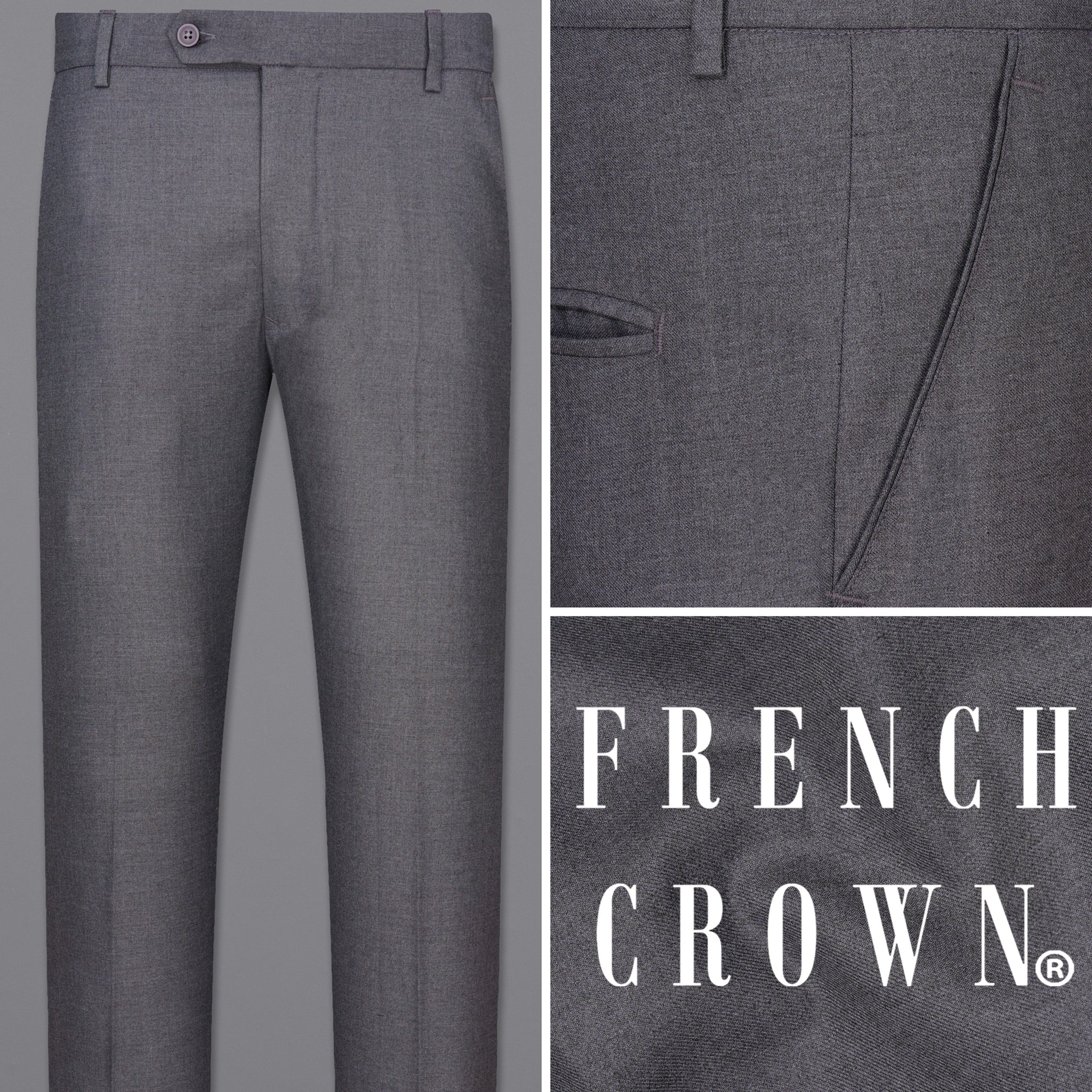 Vampire Light Gray Textured Regular Fit Terry Rayon Pant For Men