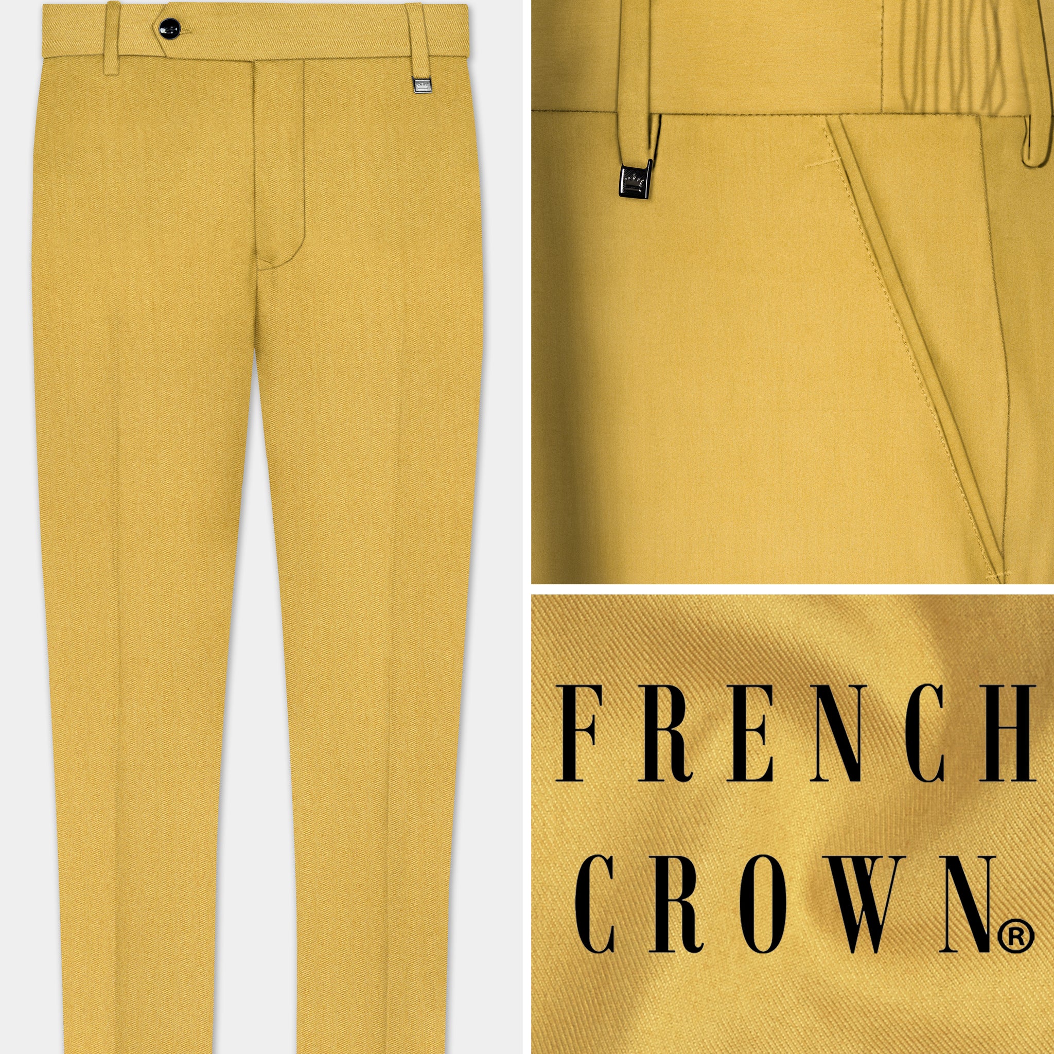 Sycamore Yellow Textured Regular Fit Cotton Pant For Men
