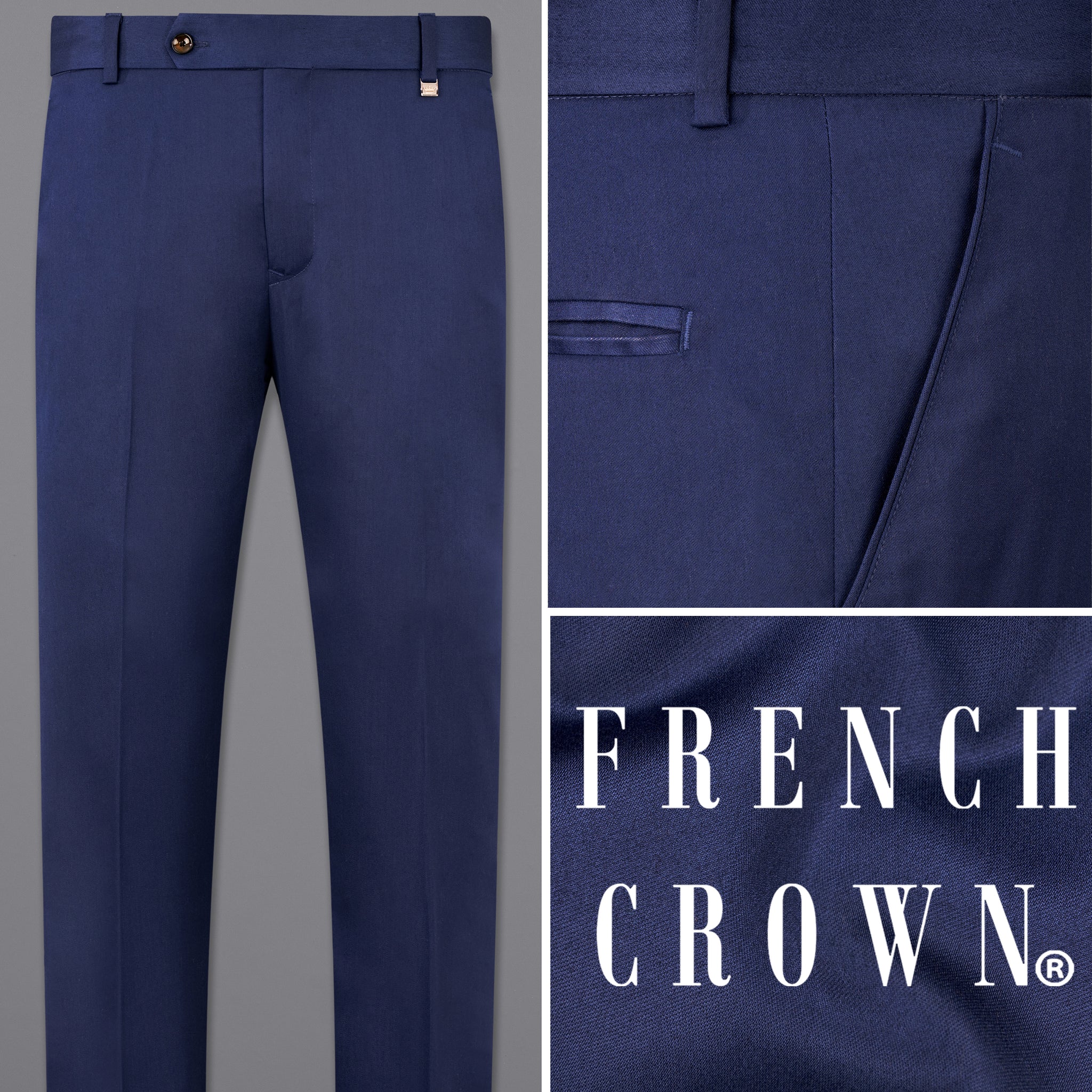 Cloud Burst Blue Textured Premium Terry-Rayon Pant For Men