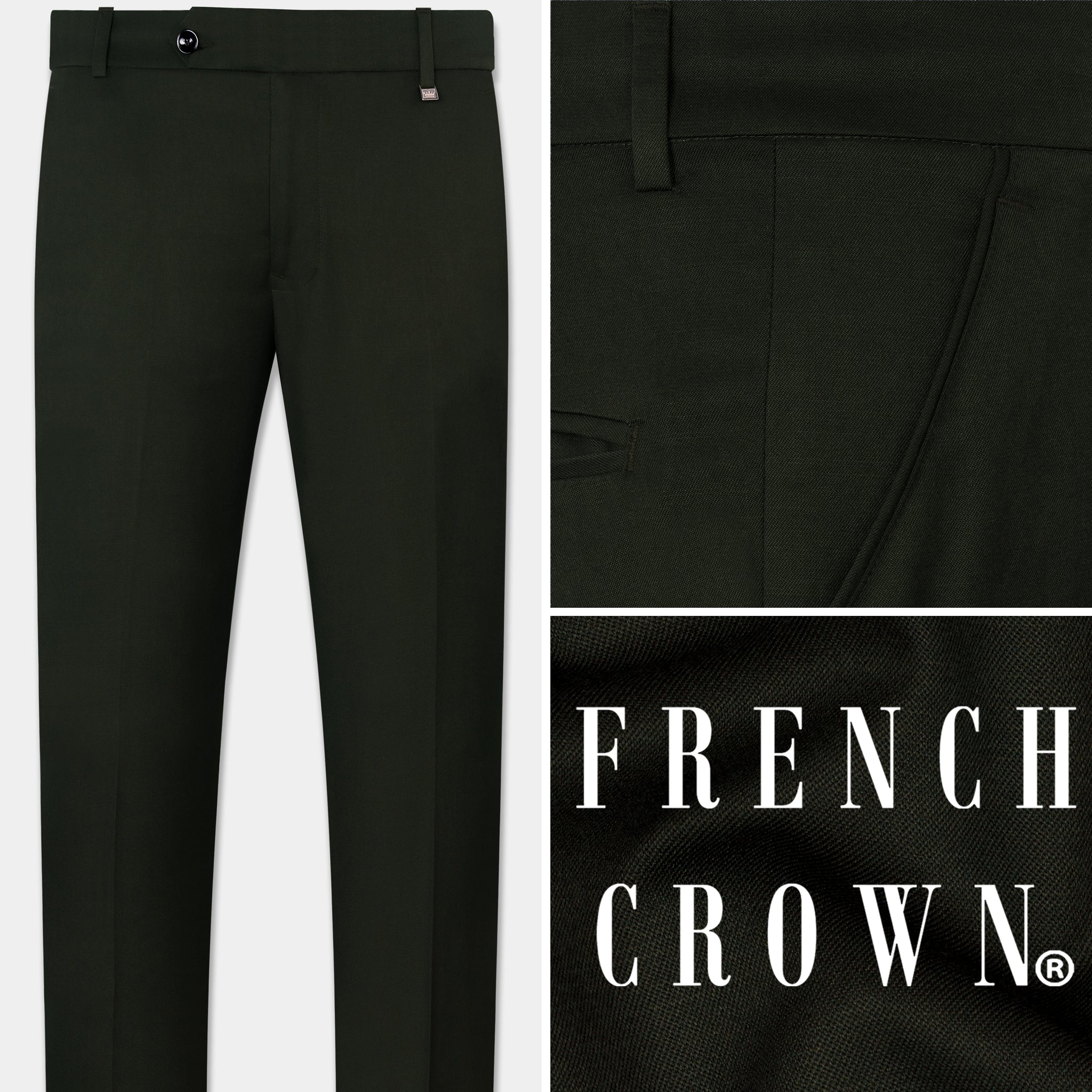 Rangoon Green Textured Premium Wool-Blend Pant For Men