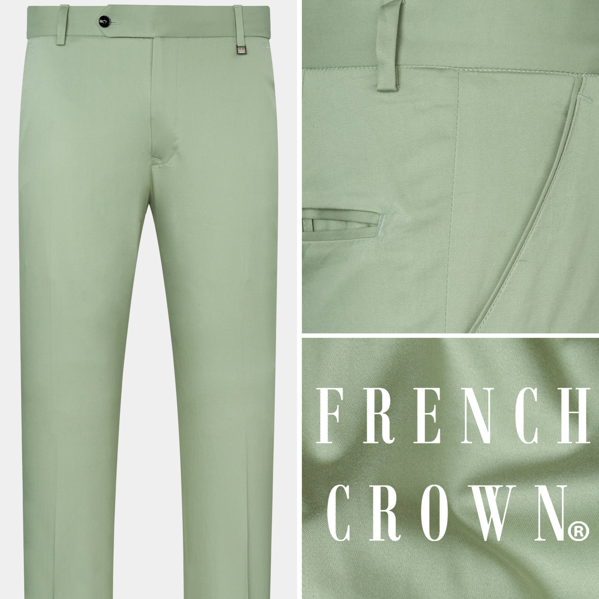 Asparagus Green Textured Premium Cotton Pant For Men