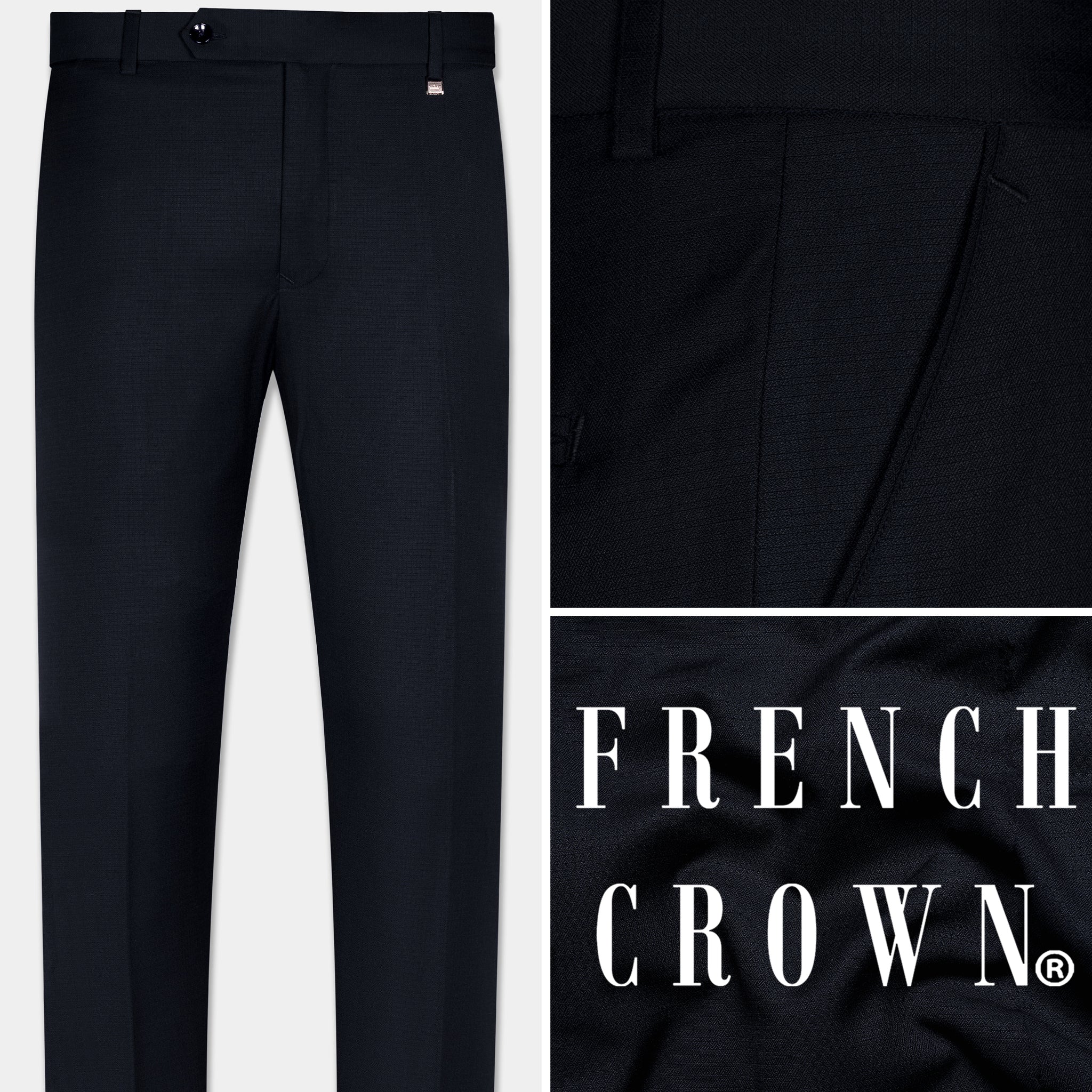 Cinder Blue Texrured Premium Wool-Blend Pant For Men