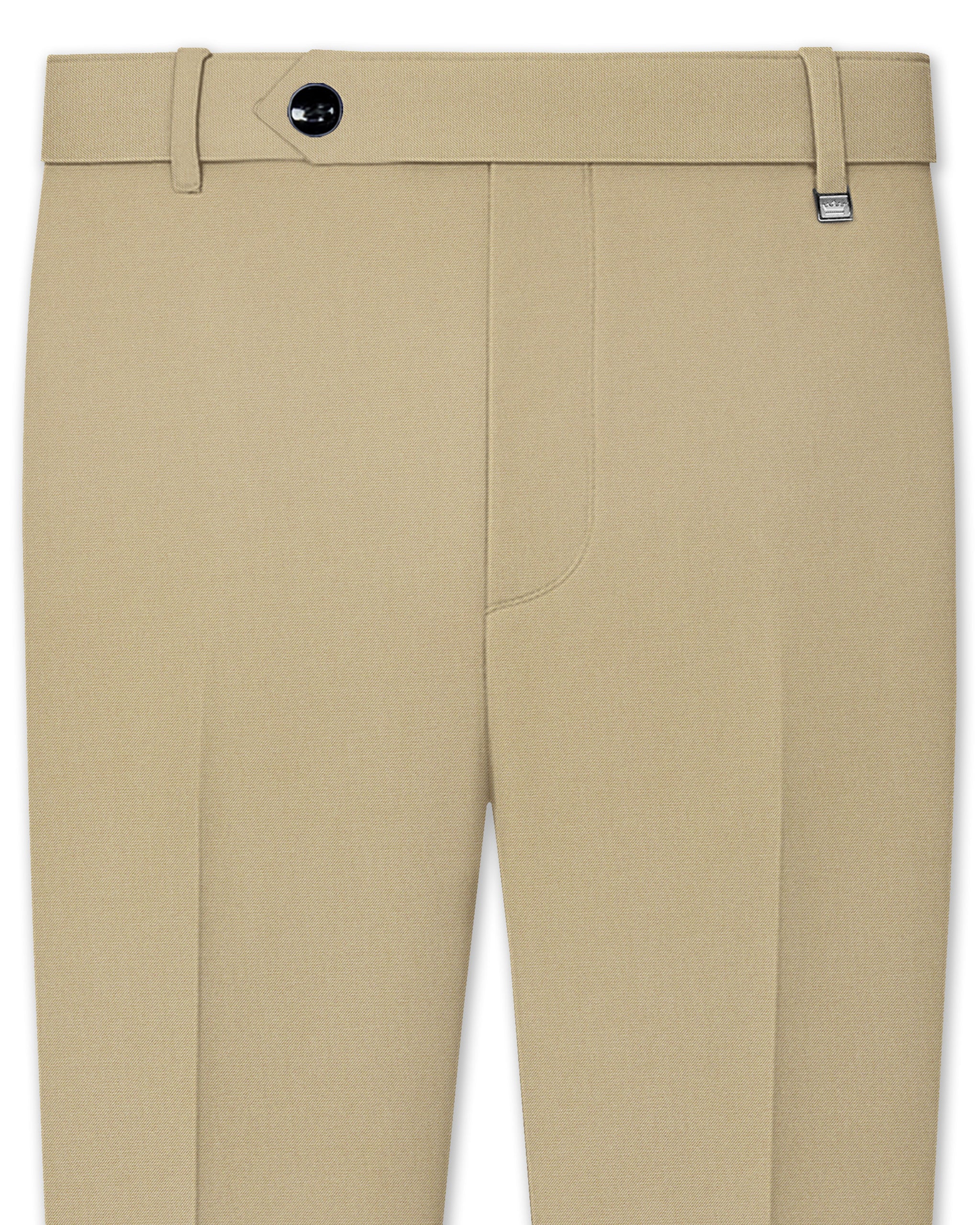Yuma Cream Plain-Solid Premium Wool-Blend Pant For Men