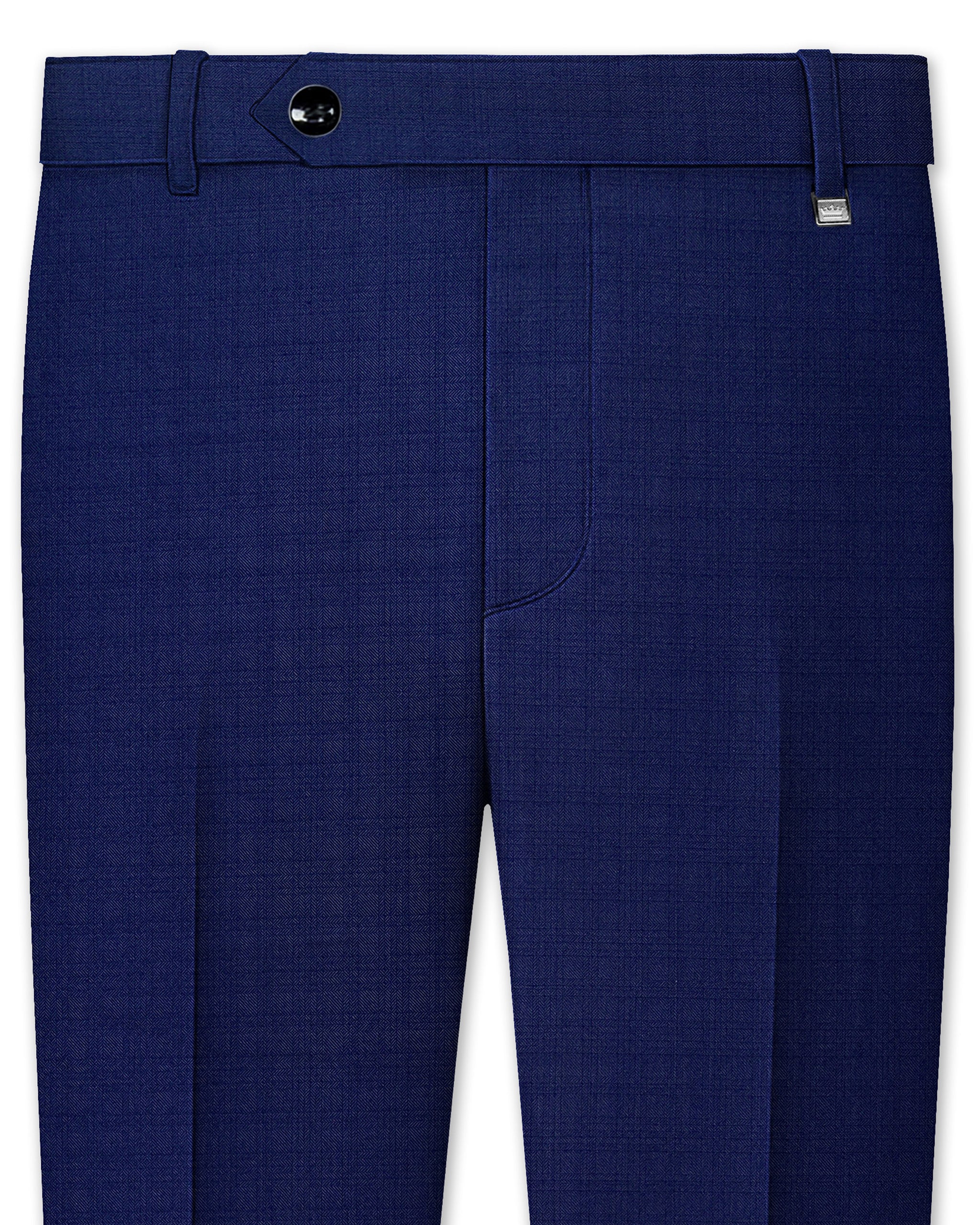 Cloud Burst Blue Textured Premium wool blend Pant For Men