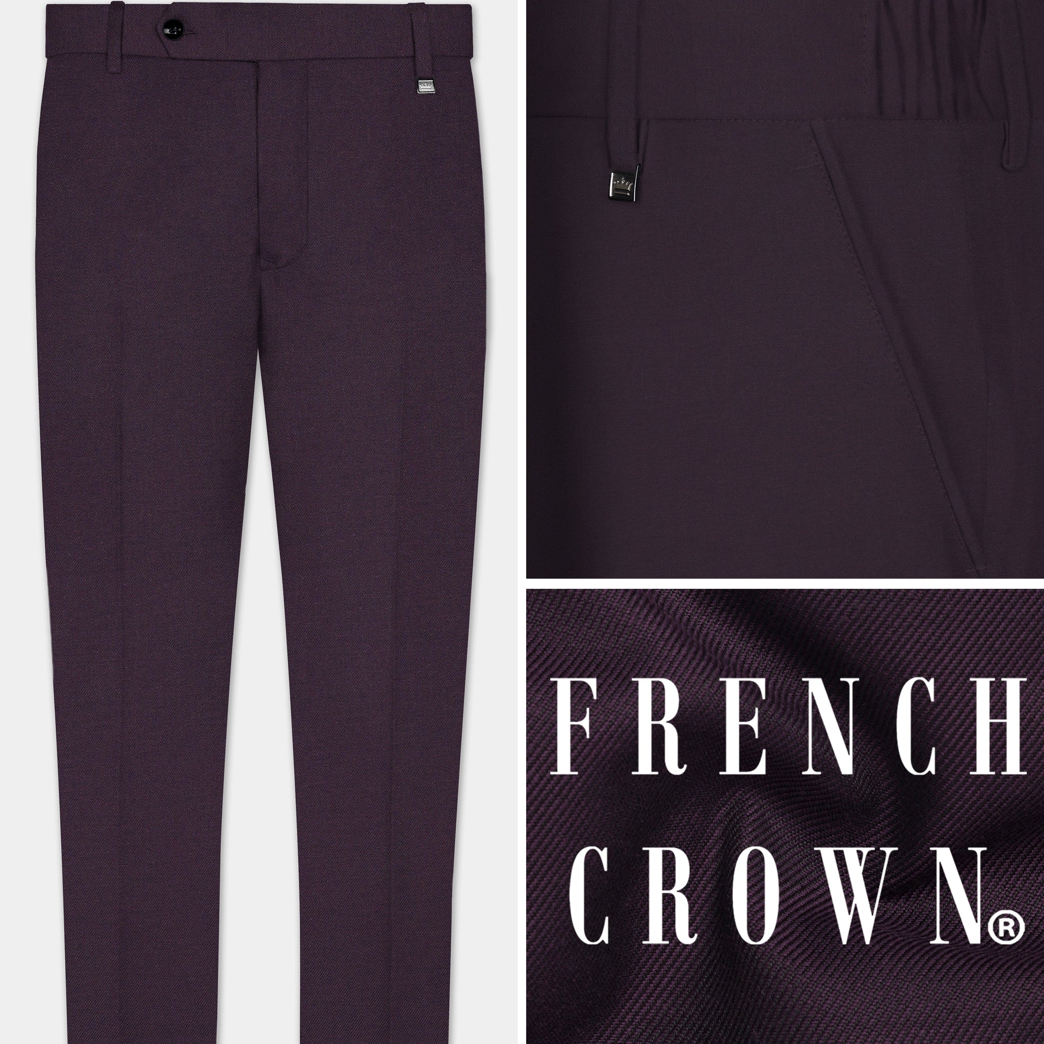 Eminence Purple Solid Premium Wool Blend Pant For Men.