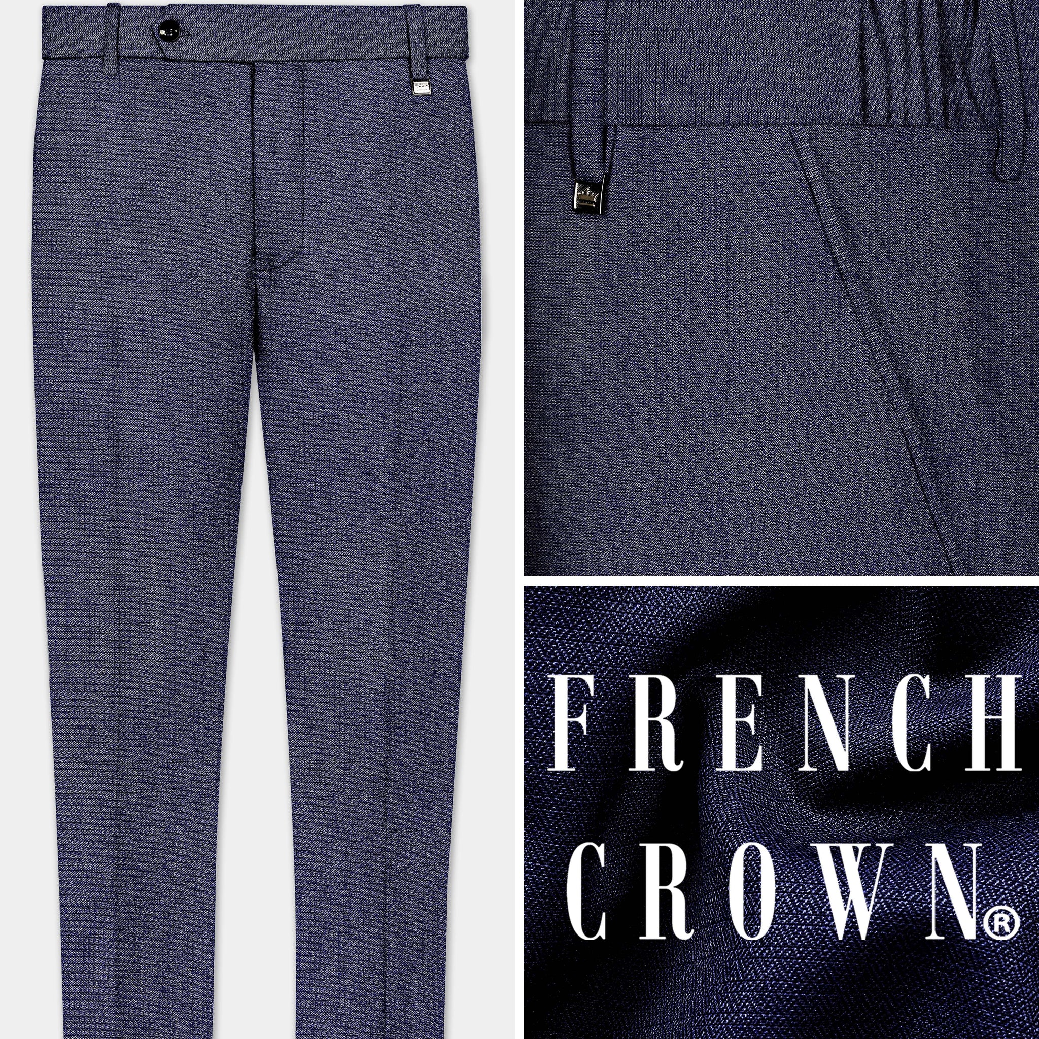 Big Stone Blue Textured Premium Wool Blend Pant For Men.