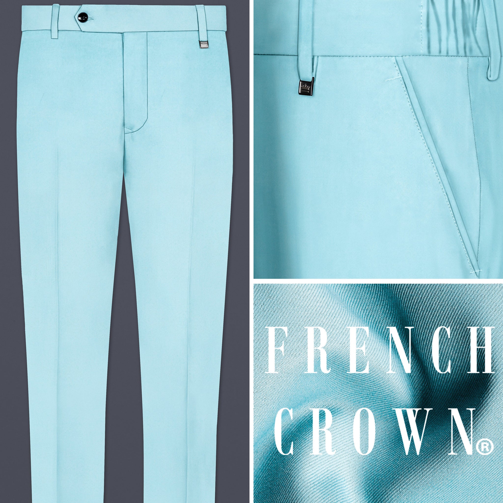 Korean Blizzard Blue Solid Premium Wool Rich Pant For Men.