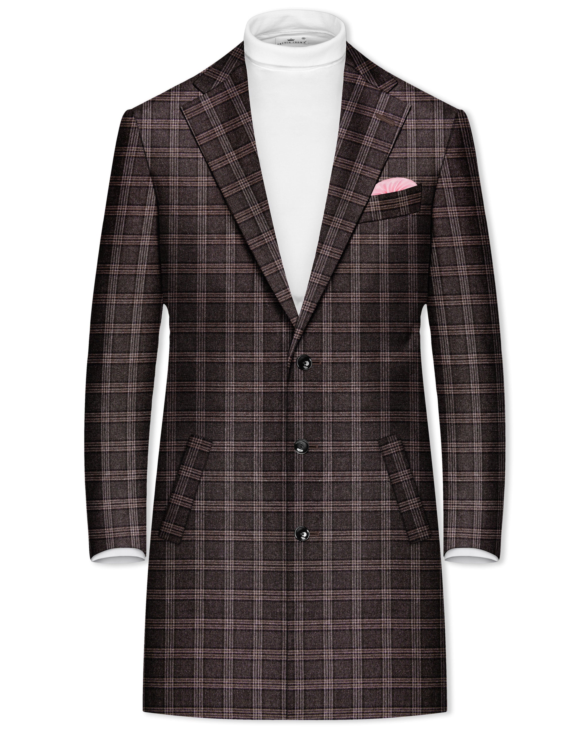 Eclenzo-Eclipse Brown Checks Plaid Premium Wool Rich Single Breasted ...