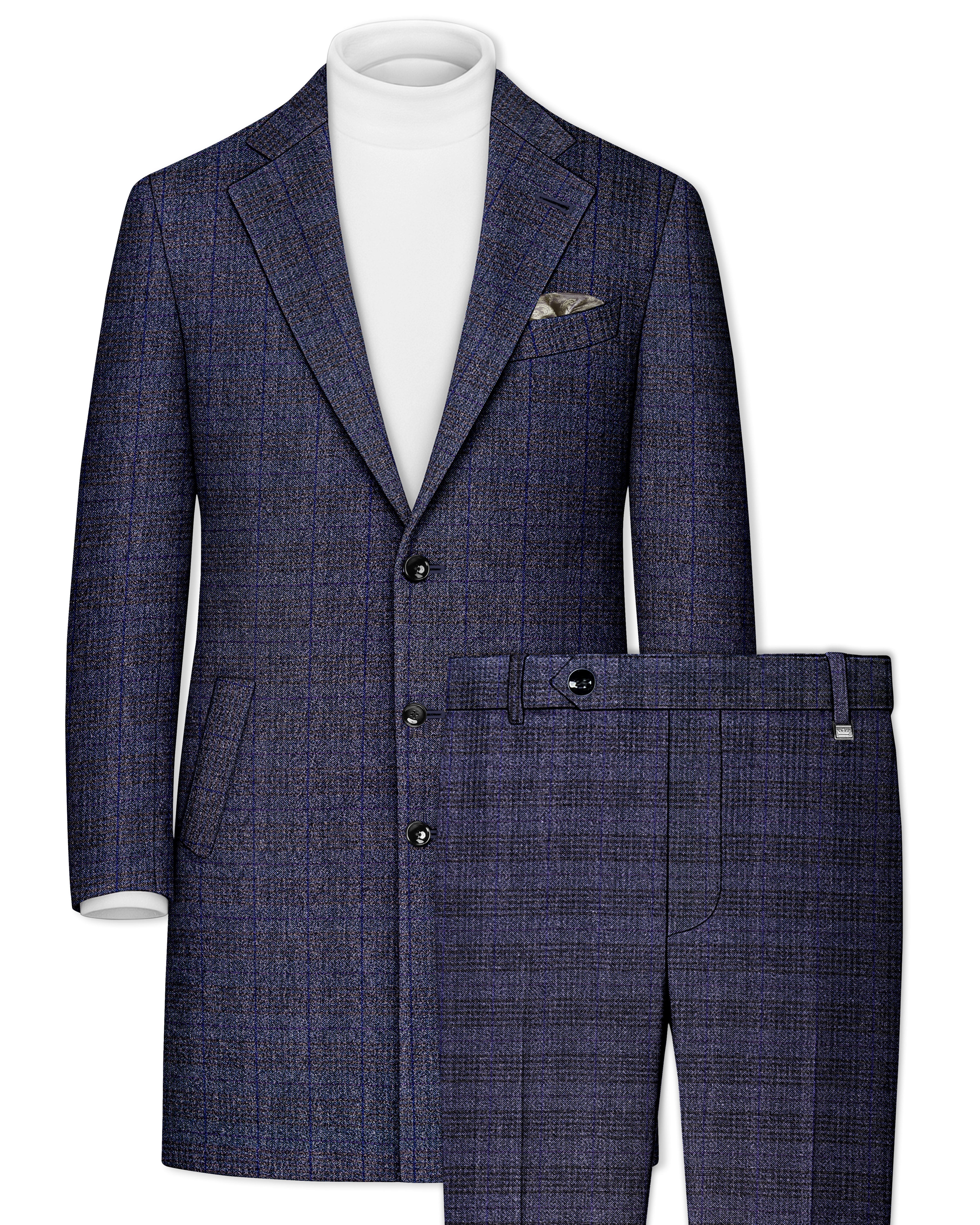 Horizon-Martinique Blue Plaid Premium Wool Rich Single Breasted ...