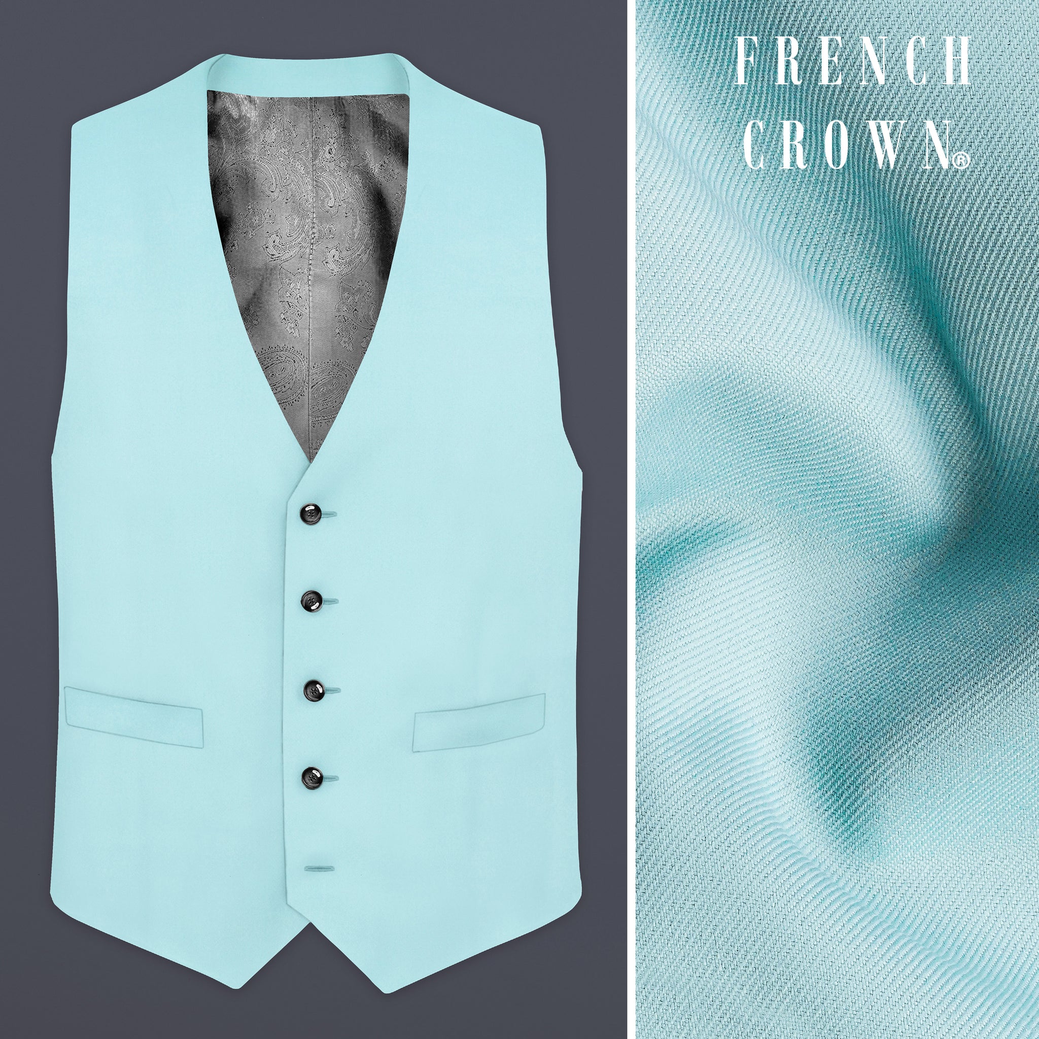 Sinbad Blue Solid Premium Wool Blend Waistcoat For Men.