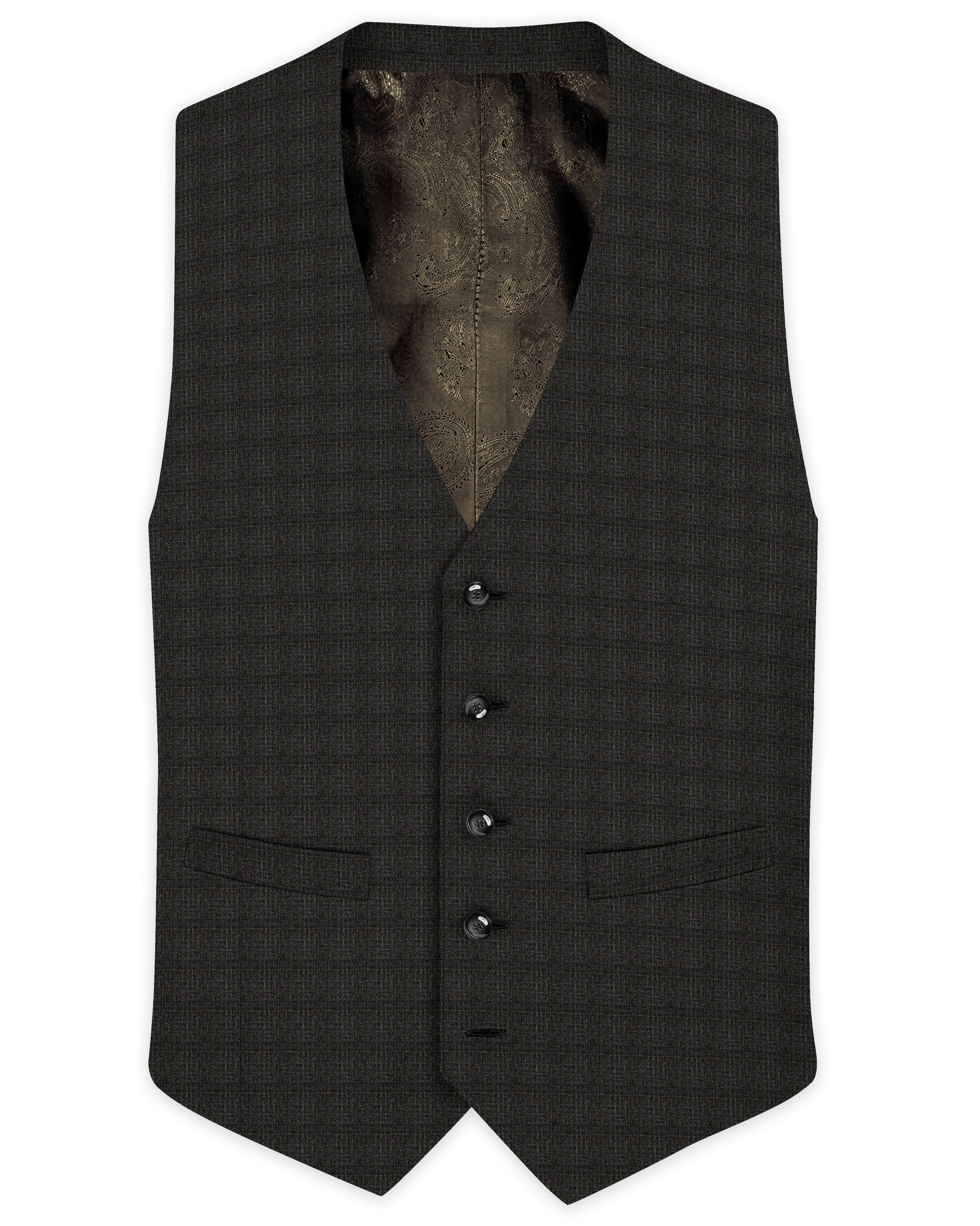 Armadillo Checks-Plaid Premium Wool Blend Waistcoats For Men