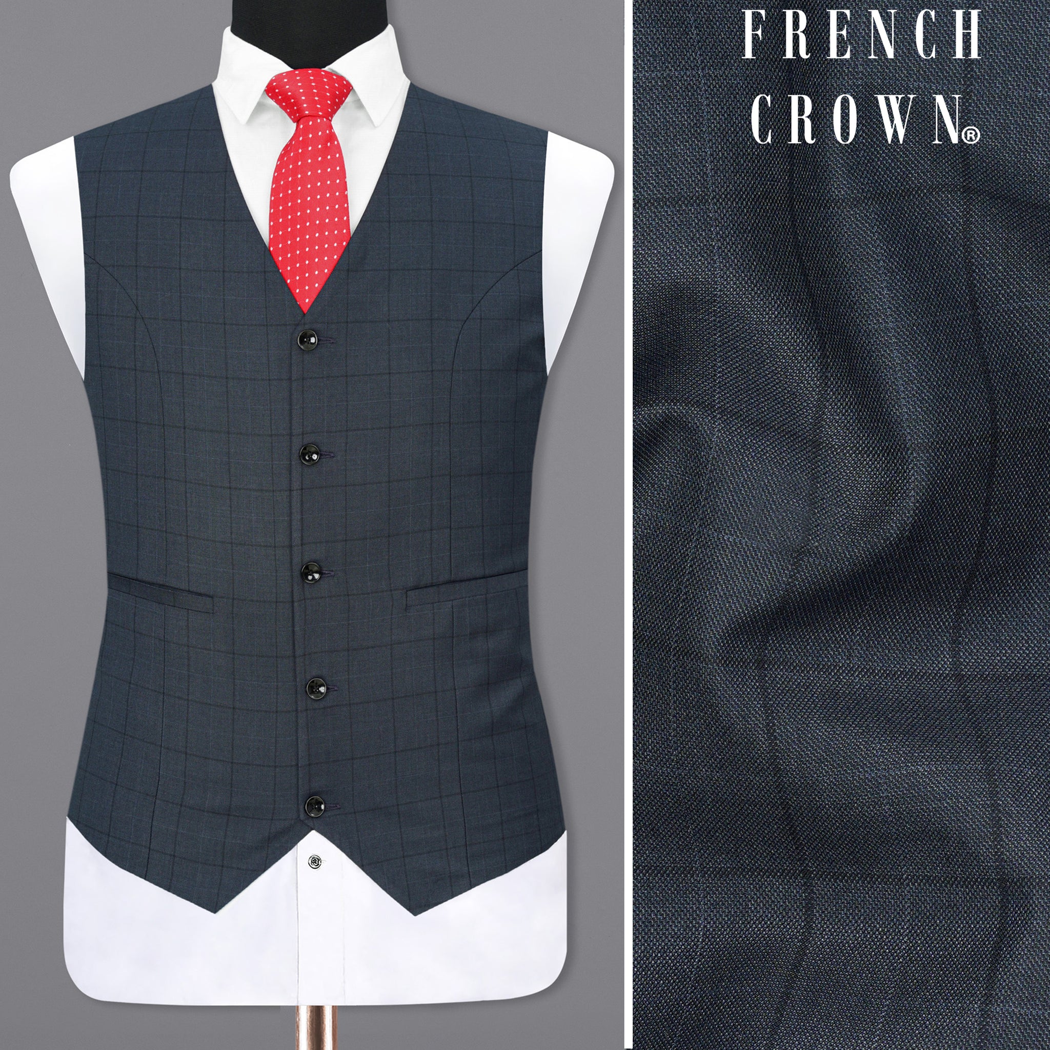Lridium With Mirage Checks-Plaid Premium Terry Rayon Waistcoats For Men