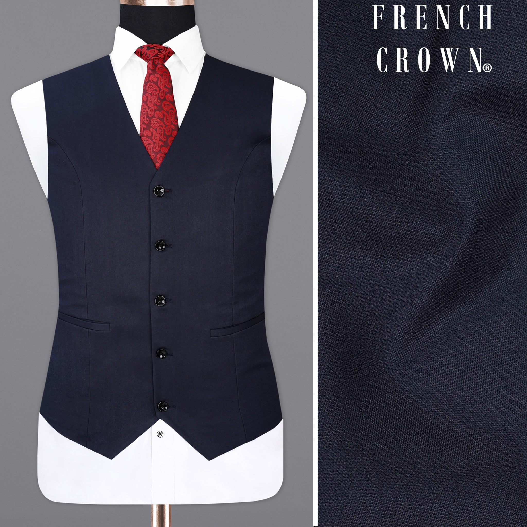 Firefly Blue Plain-Solid Premium Terry Rayon Waistcoats For Men