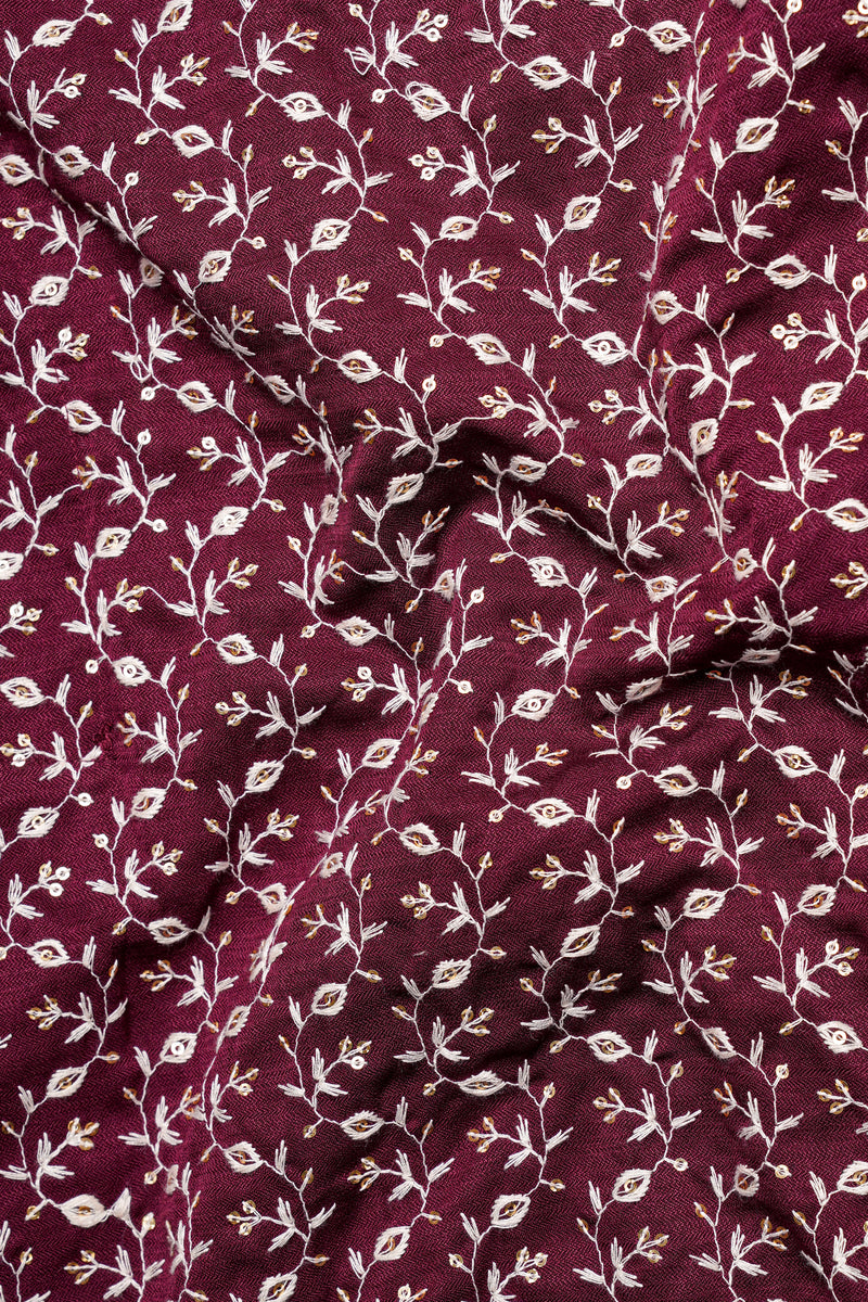 Mulberry Maroon Textured Premium Polyester Designer Nehru Jacket For Men