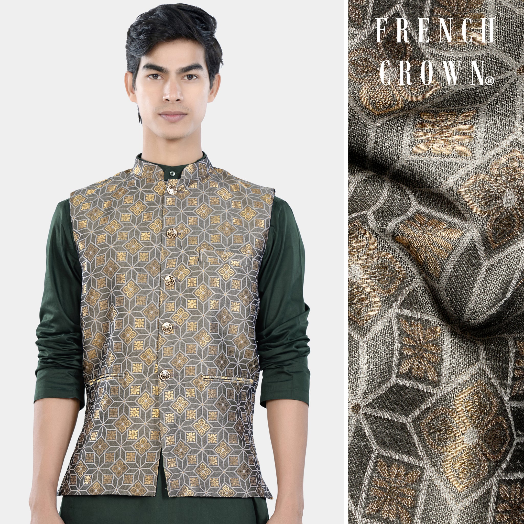 Sorrell Brown and Schooner Gray Geometric Jacquard Textured Premium ...