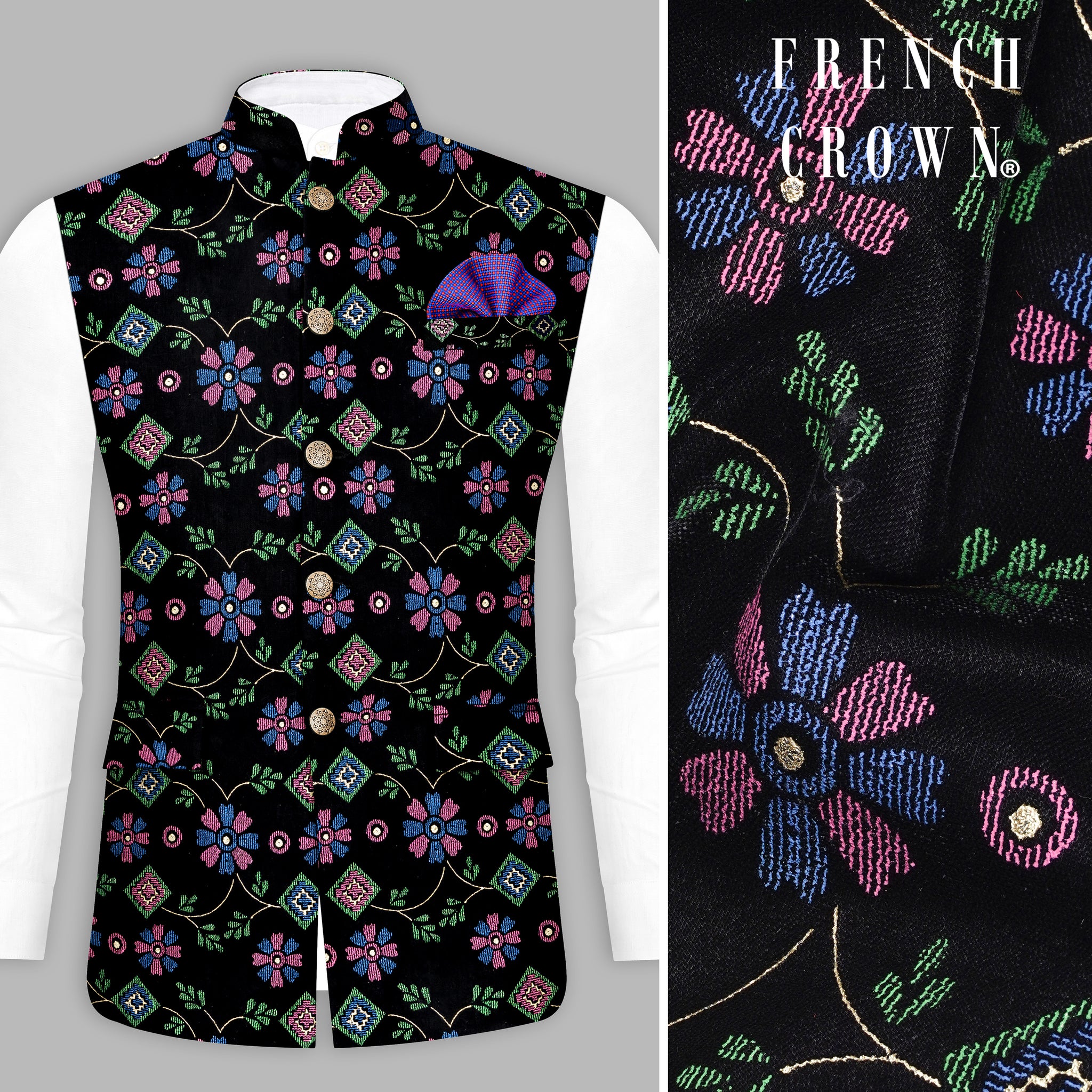 Jade Black and Glade Green Multicolour Floral Textured Premium ...