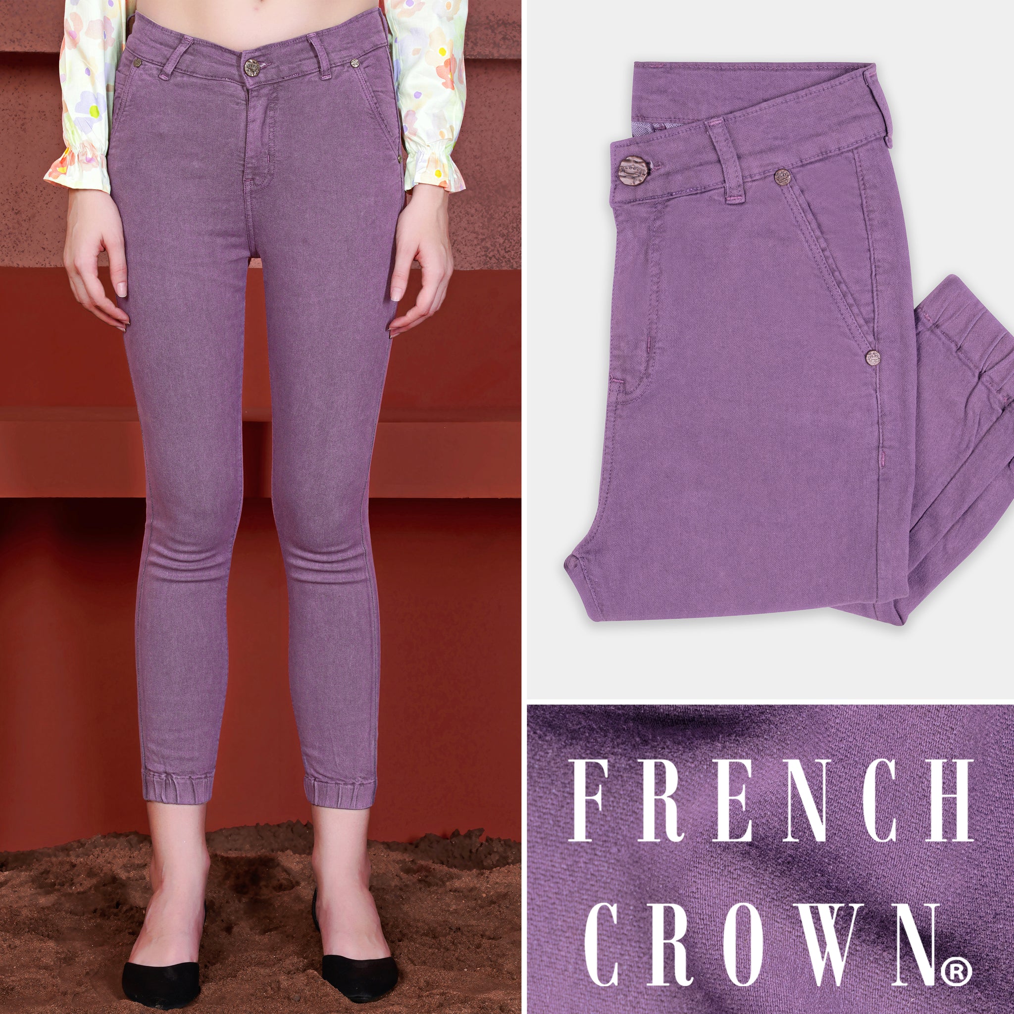 Eminence Purple Skinny Fit Mid-Rise Clean Look Denim Womens Jeans