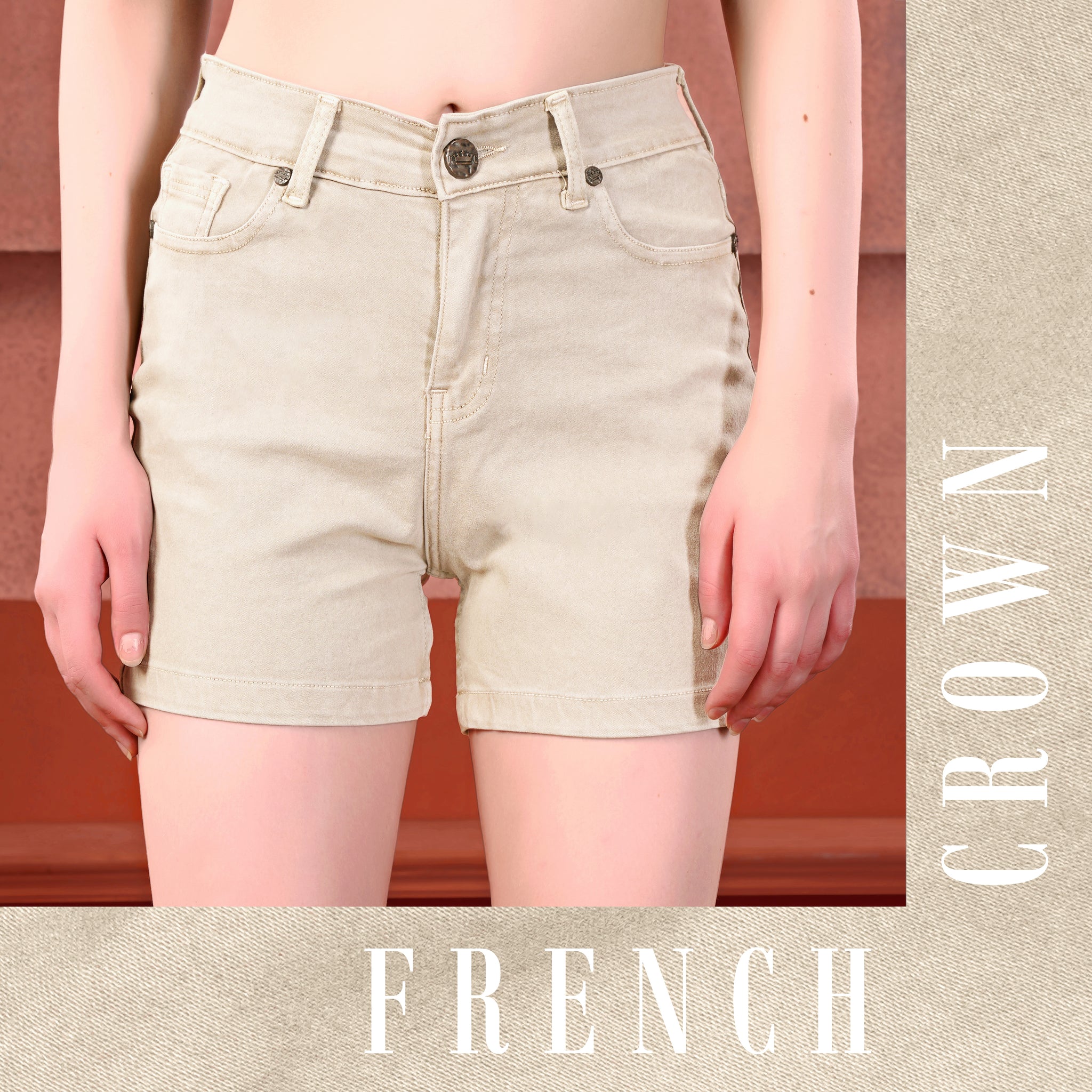 Oyster Beige Plain-Solid Premium Cotton Shorts For Men