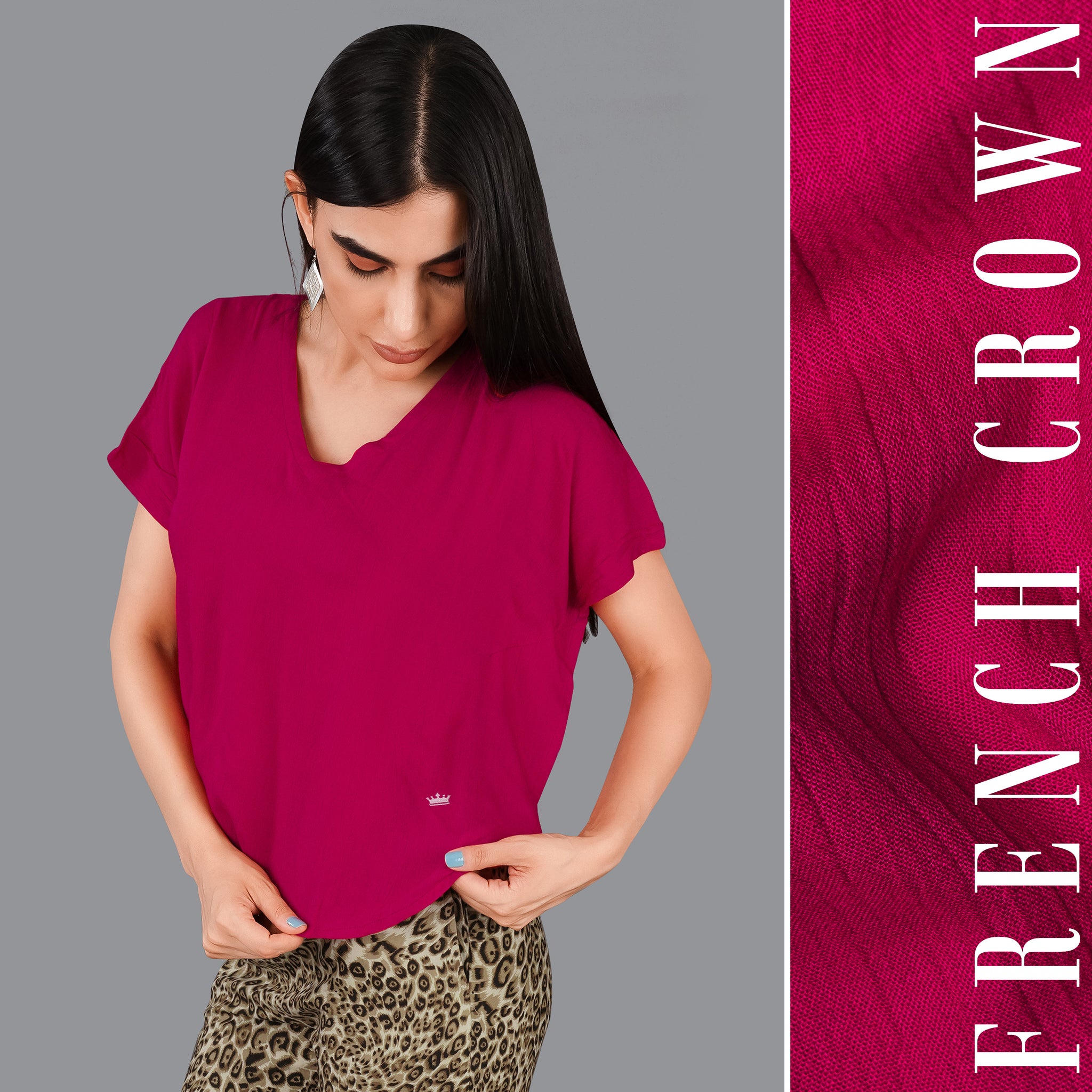 Mulberry Pink Casual Plain-Solid Premium Viscose Top For Women