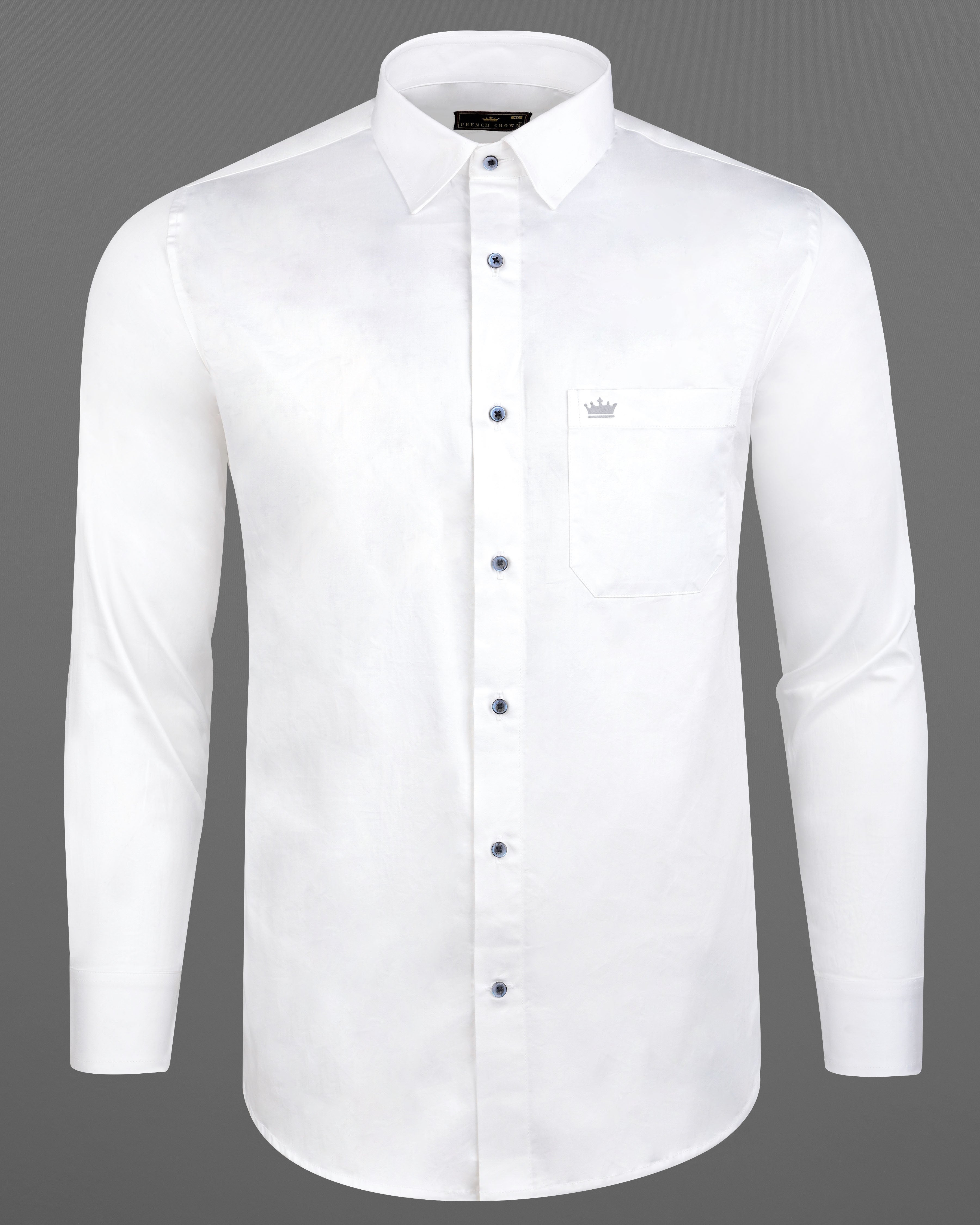 Bright White Formal Plain-Solid Rare Premium Cotton Shirt For Men ...