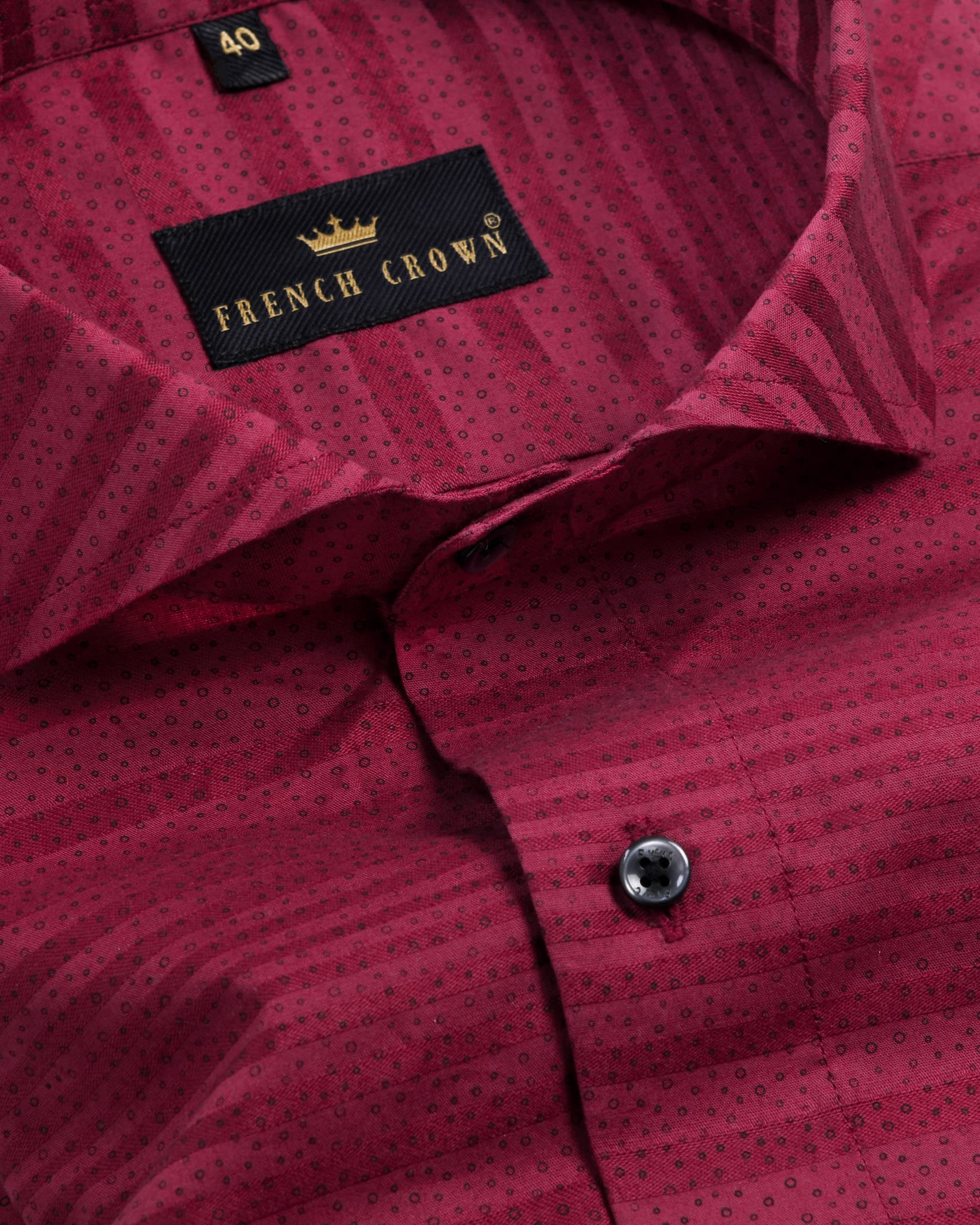 Beetroot Red Formal Stripes Premium Cotton Shirt For Men