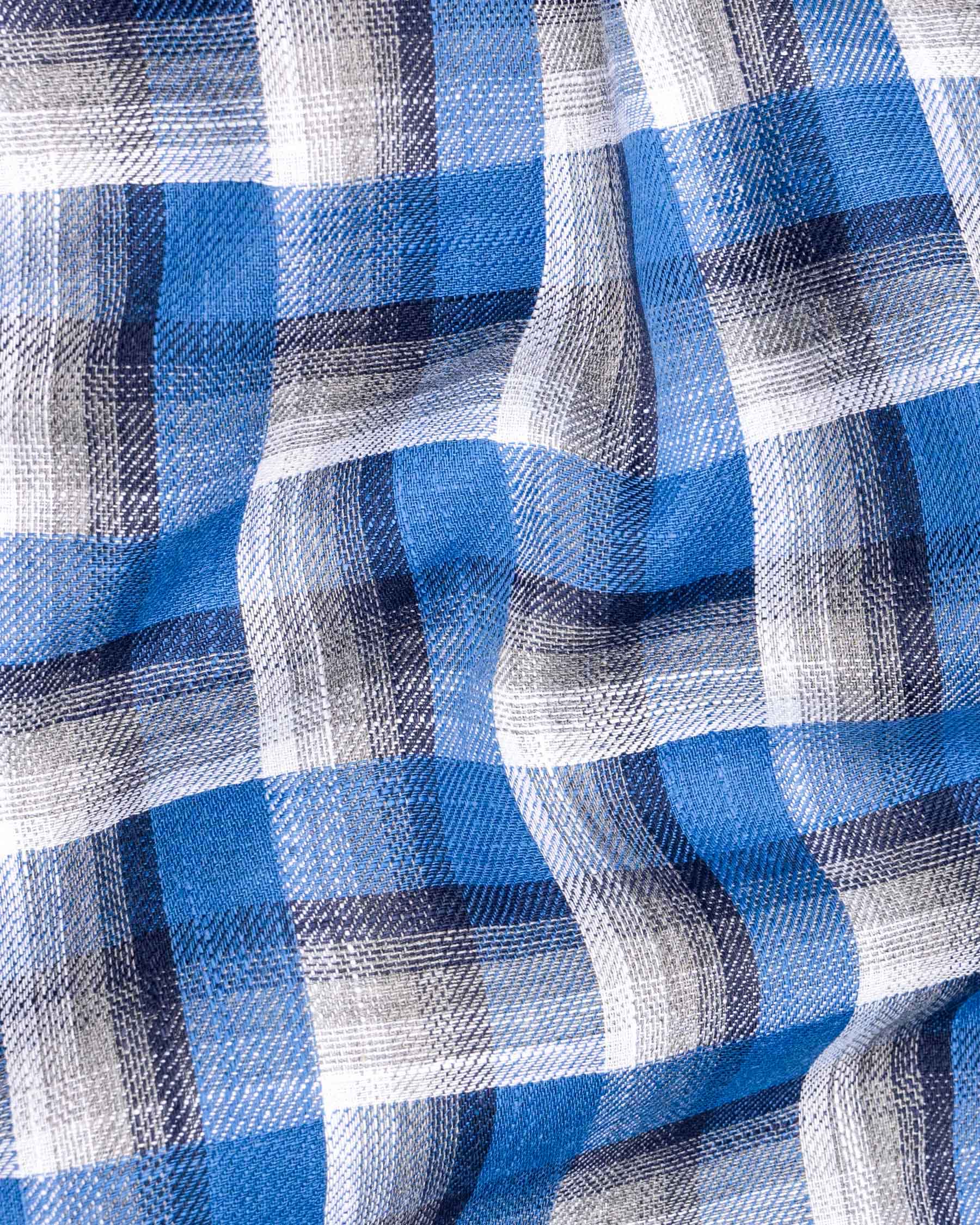 White and Venice Blue Checks-Plaid Casual Premium Cotton Shirt For Men ...