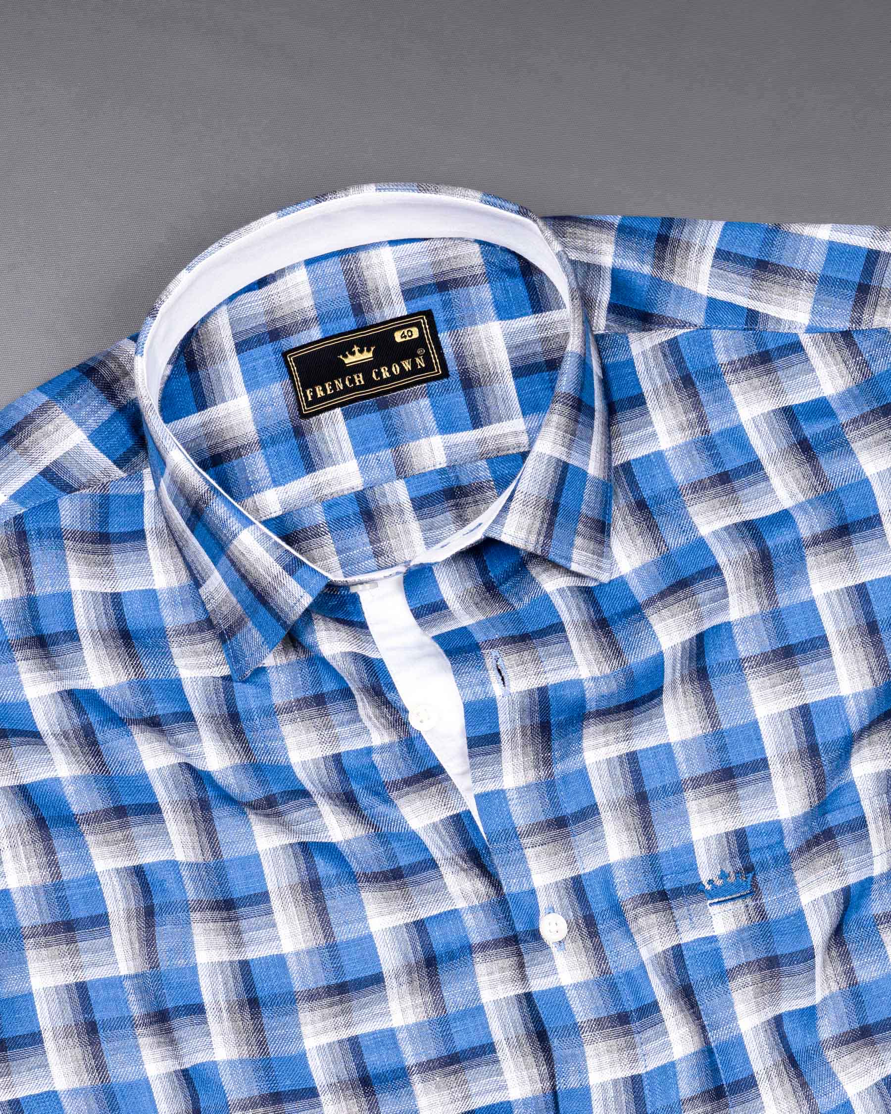 White and Venice Blue Checks-Plaid Casual Premium Cotton Shirt For Men ...