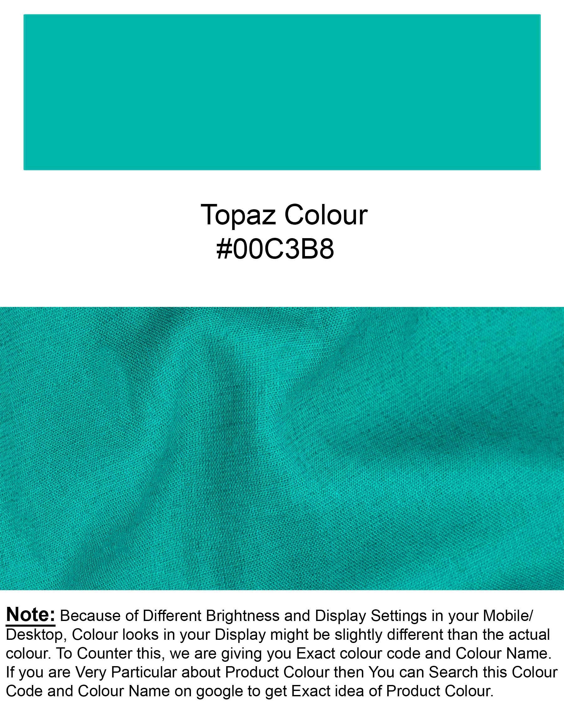 Topaz Aqua Plain-Solid Formal Casual Premium Cotton Shirt For Men